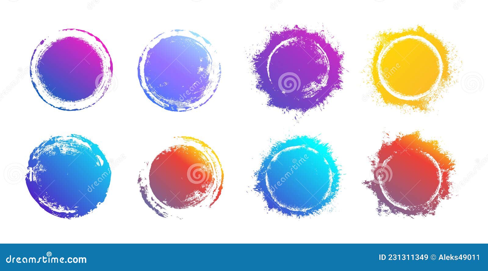 Set of Gradient Round Spots.Grunge Sticker.Banners, Labels and Badges ...