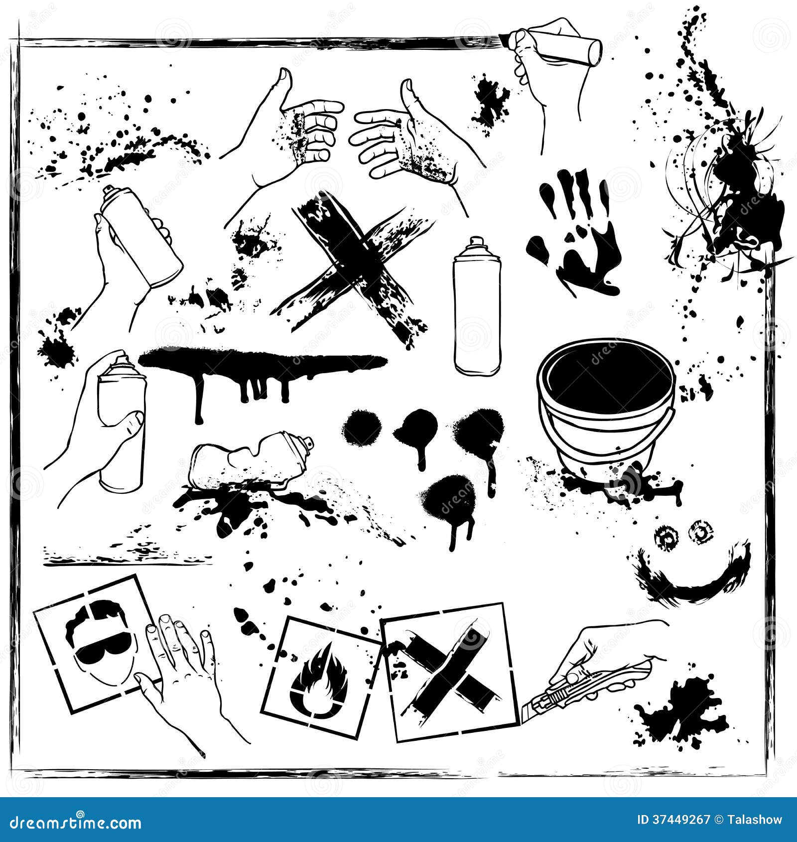 Set Of Graffiti Vandalism Cartoon Vector | CartoonDealer.com #37449267