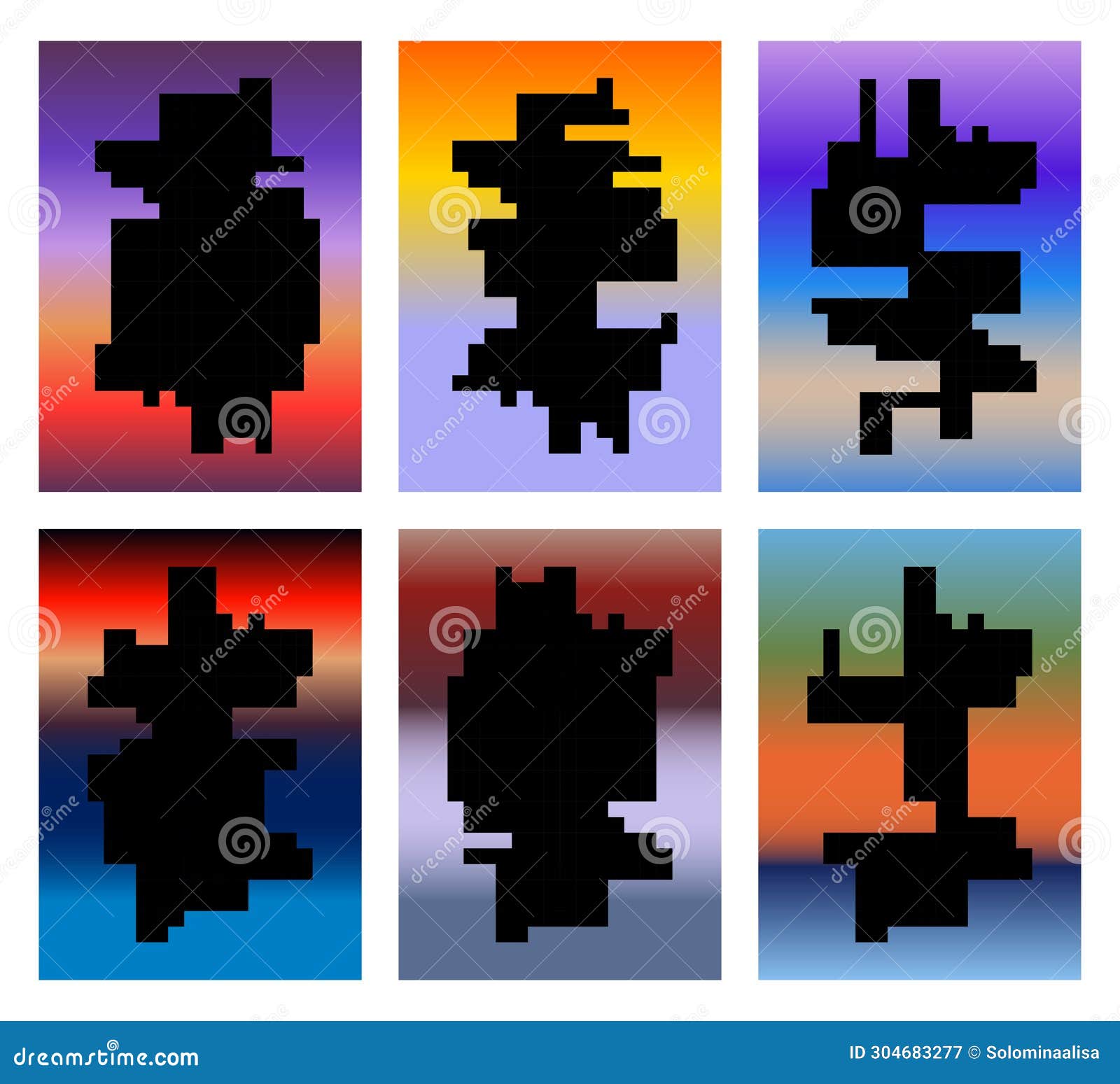 Set of Grange Graphic Template with Gradient and Glitch Ugly ...