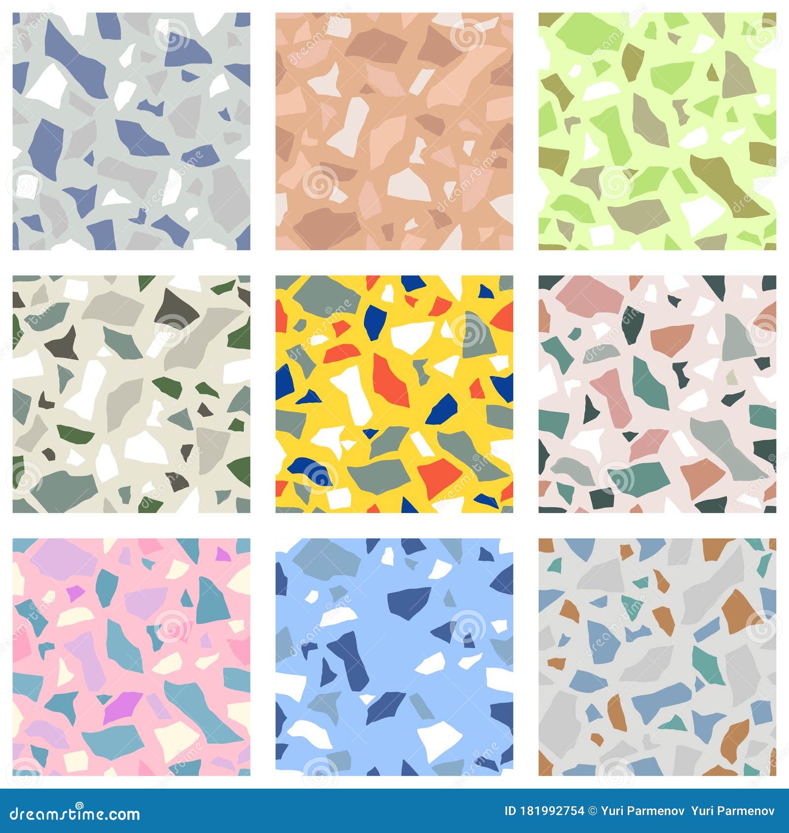Vector Set of Granite Chip Stone Terrazzo Floor Texture. Abstract ...