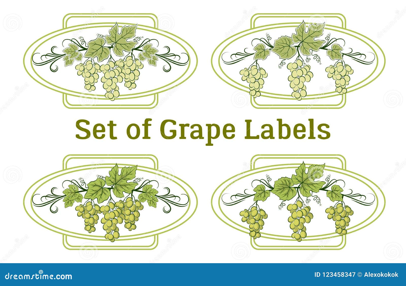 Set of Grape Labels stock vector. Illustration of berry - 123458347