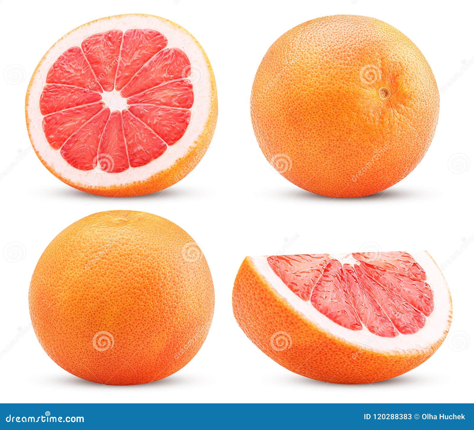 Set Grapefruit Citrus Fruit, Whole, Cut in Half, Slice Stock Image ...
