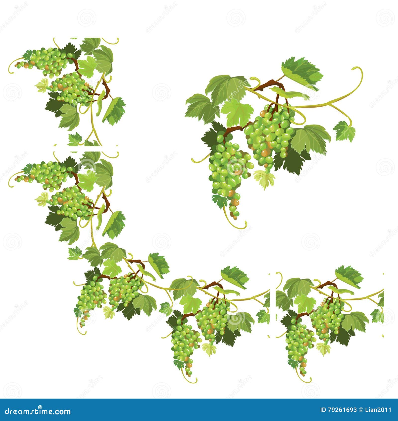 Set of Grapes Frame, Vignette and Repeated Element Stock Vector ...