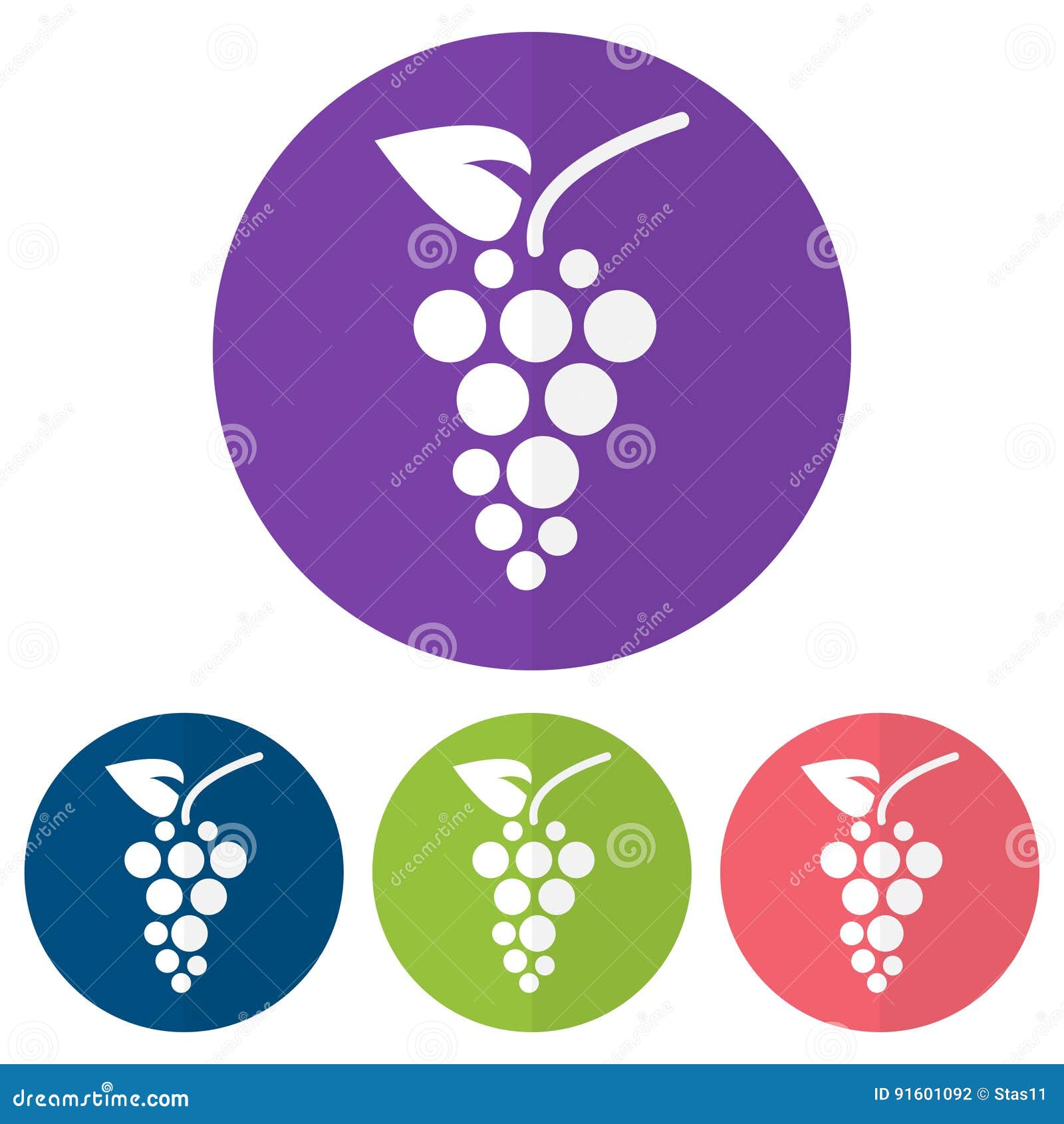 Set of Grapes Icon on a Colorful Circles. Vector Illustration Stock ...