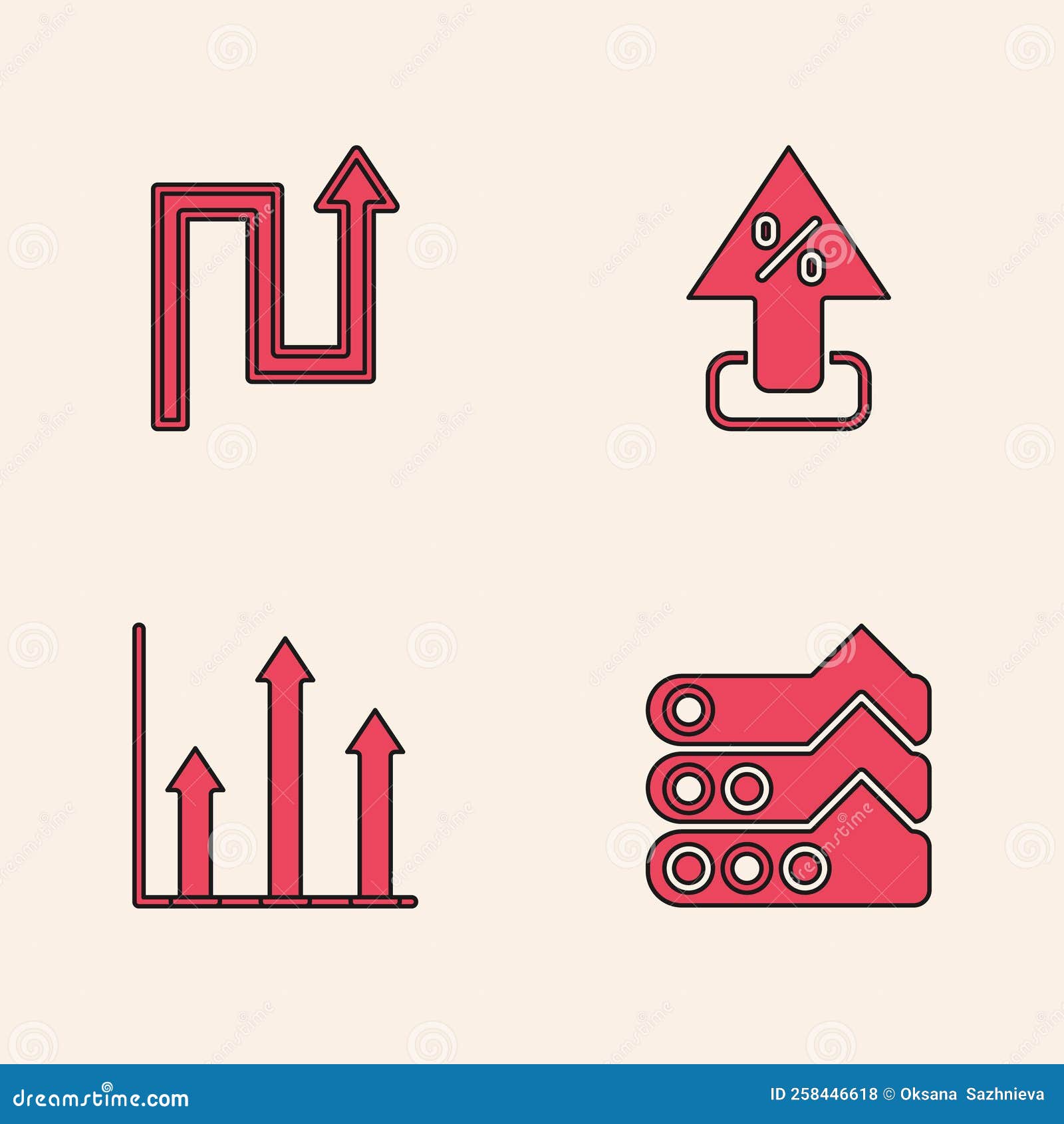 Set Graph, Chart, Diagram, Arrow, Percent Up Arrow and Pie Infographic ...