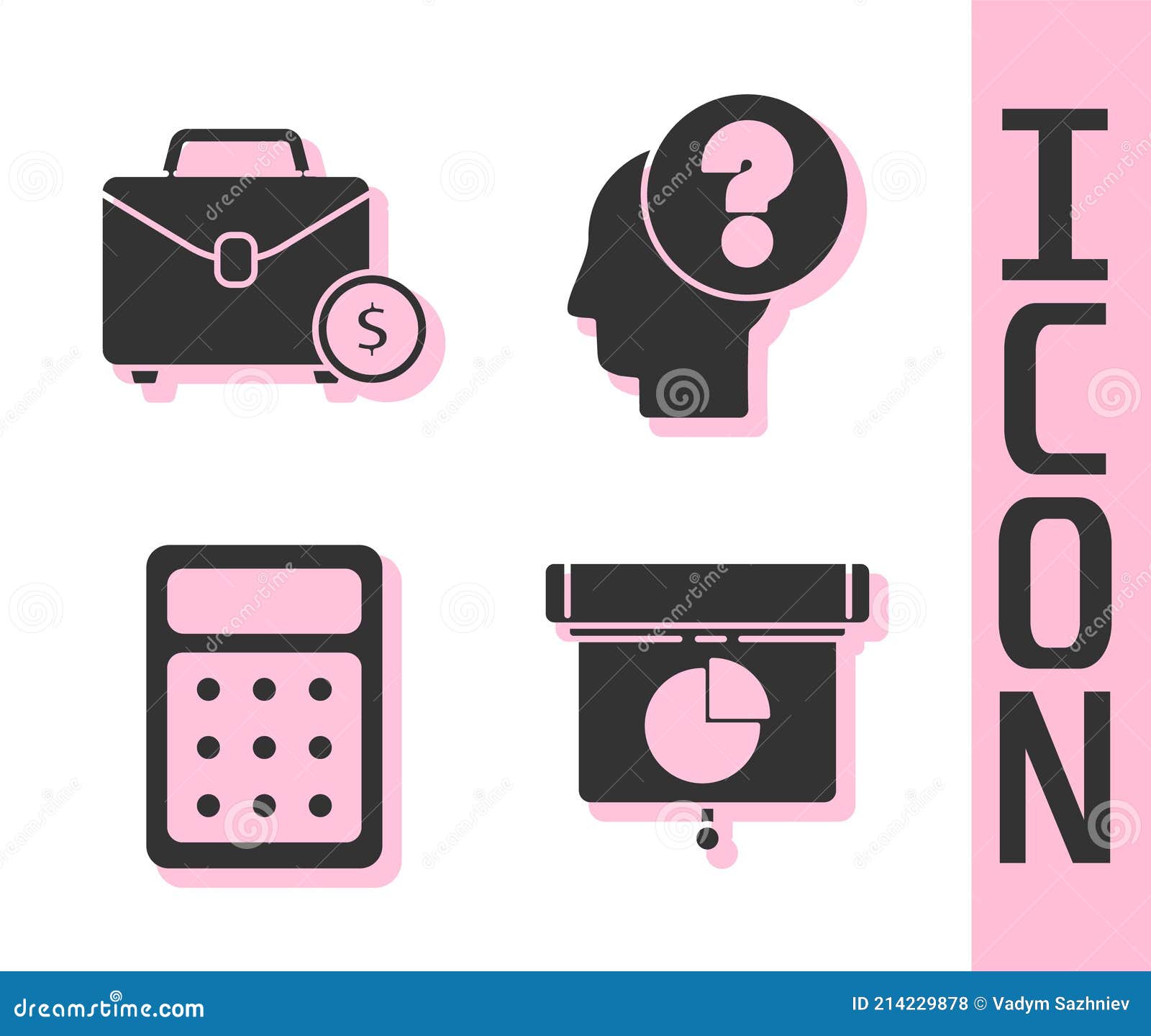Set Graph, Chart, Diagram, Infographic, Briefcase and Money, Calculator ...