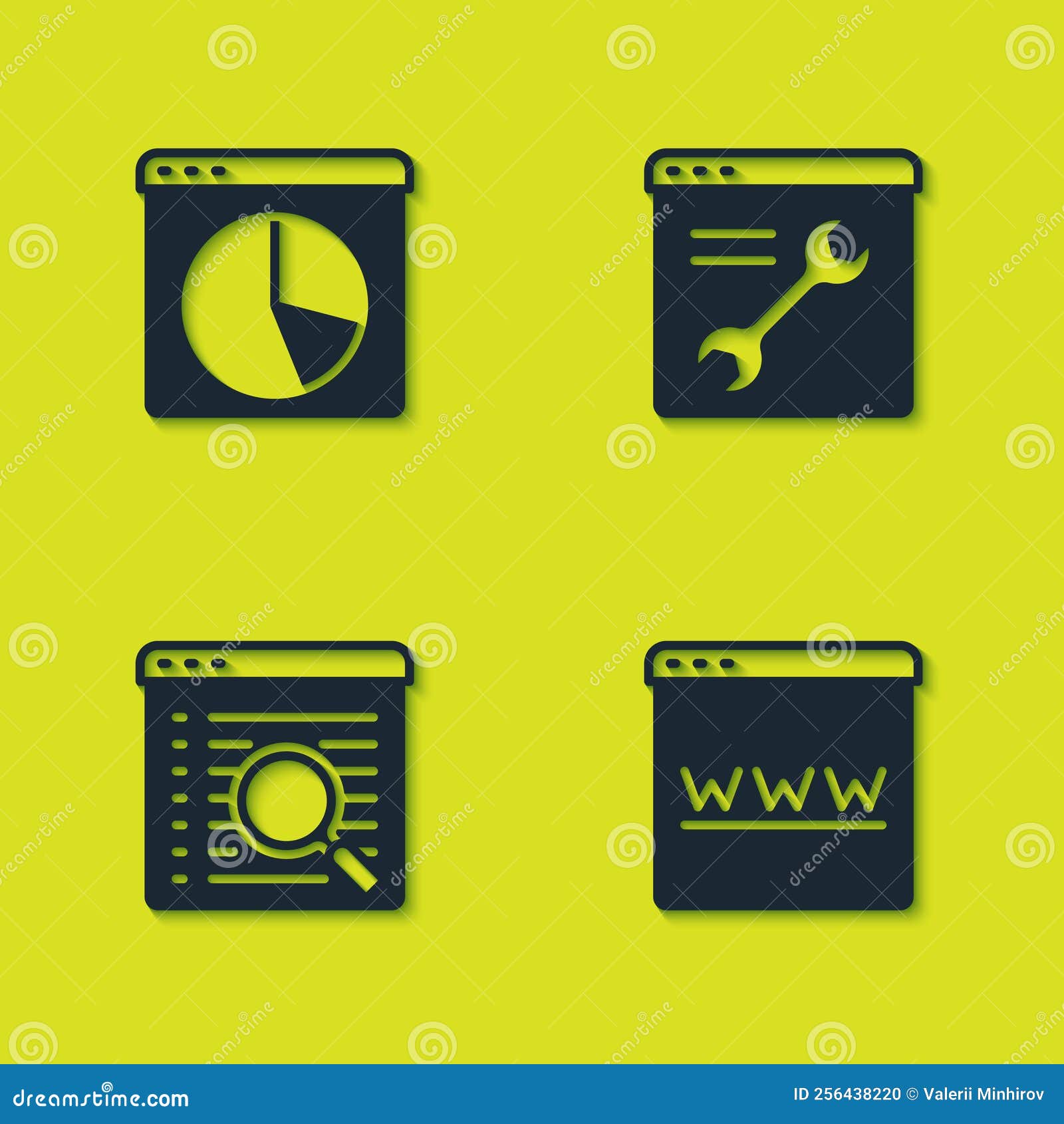 Set Graph Chart Infographic, Browser Window, Search Engine and Setting ...