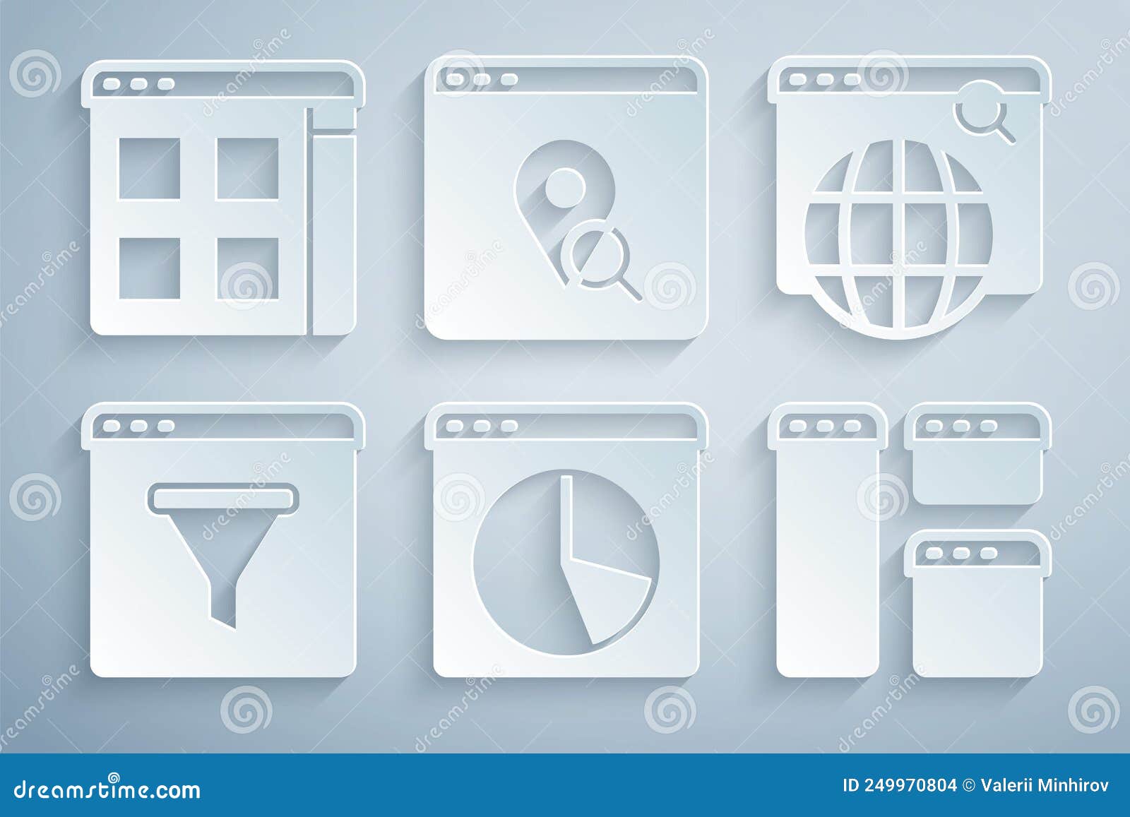 Set Graph Chart Infographic, Search Engine, Browser Window, Infographic Of City Map And Files ...