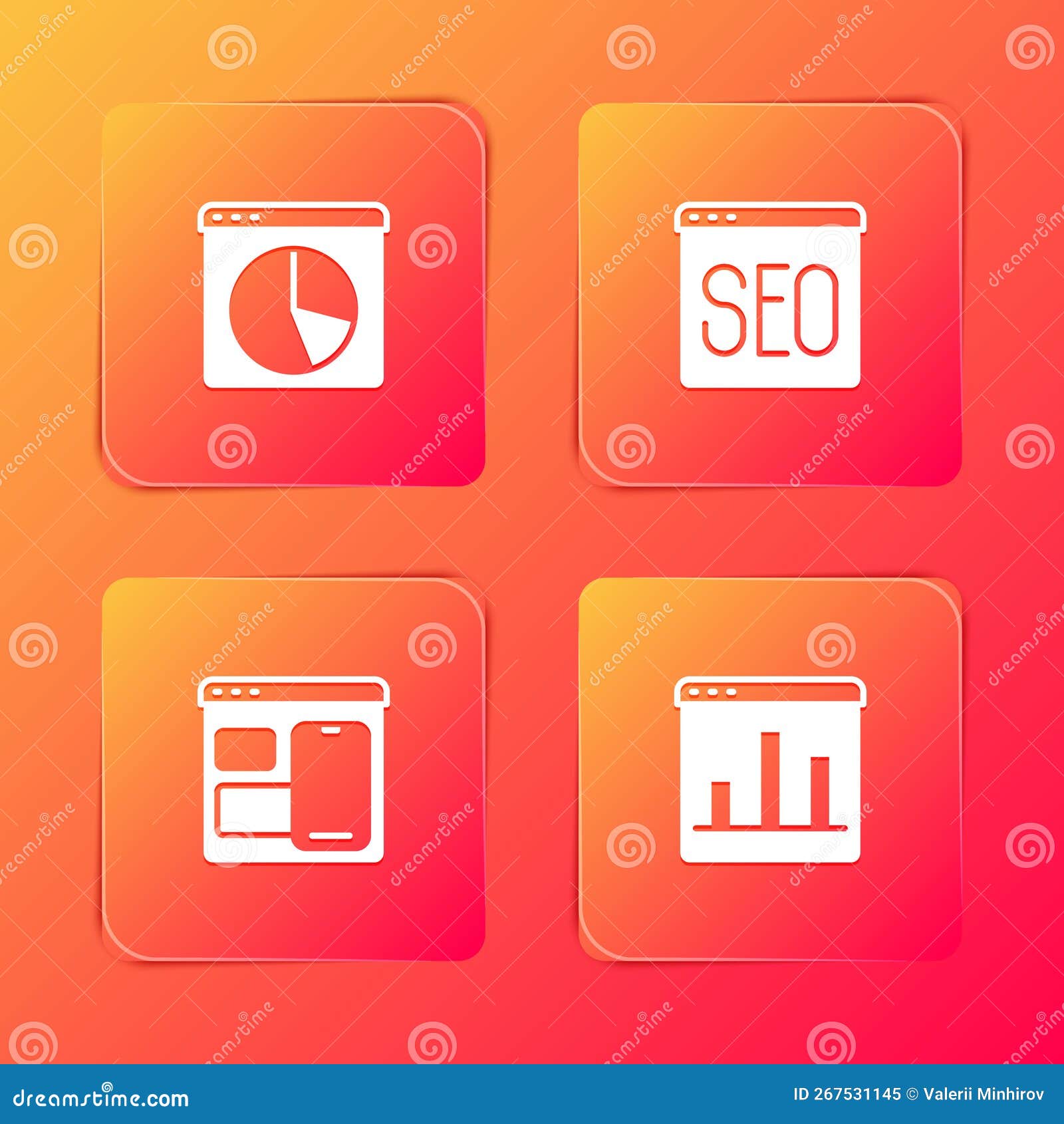 Set Graph Chart Infographic, SEO Optimization, Web Developer Programming Code and Icon. Vector ...