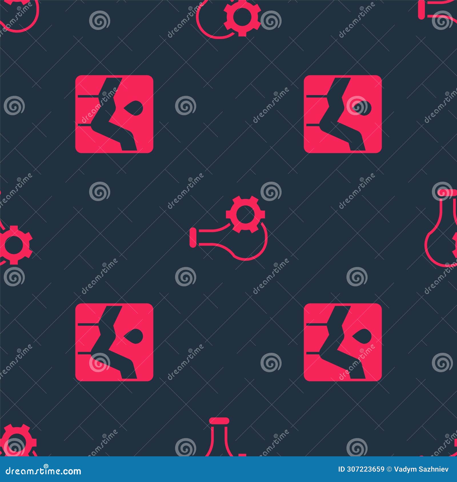 Set Graph Chart Infographic and Test Tube on Seamless Pattern. Vector ...