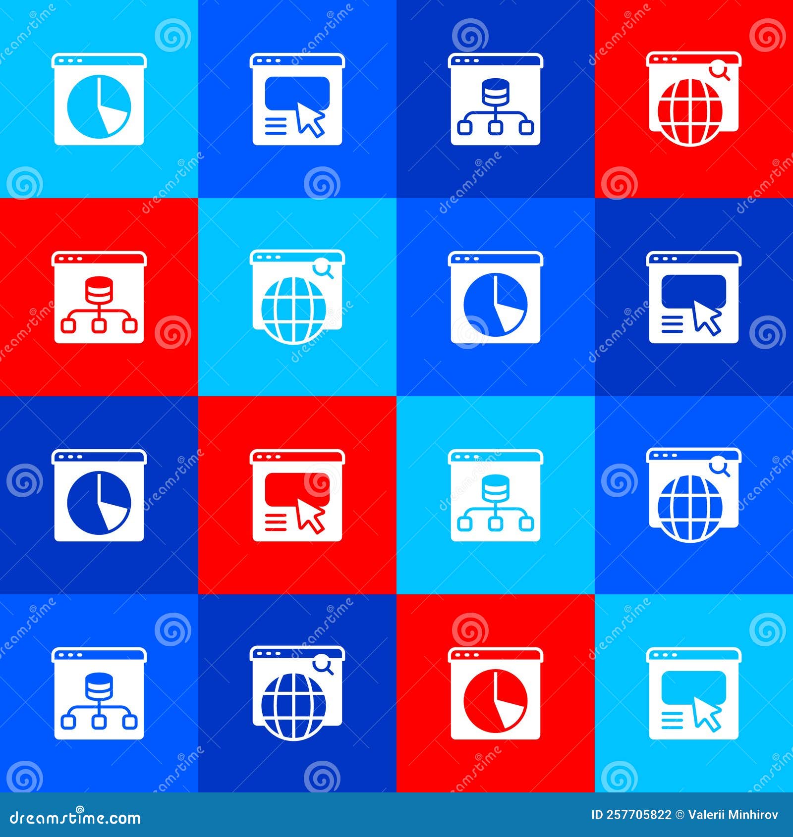 Set Graph Chart Infographic, UI or UX Design, Server, Data and Search Engine Icon. Vector Stock ...