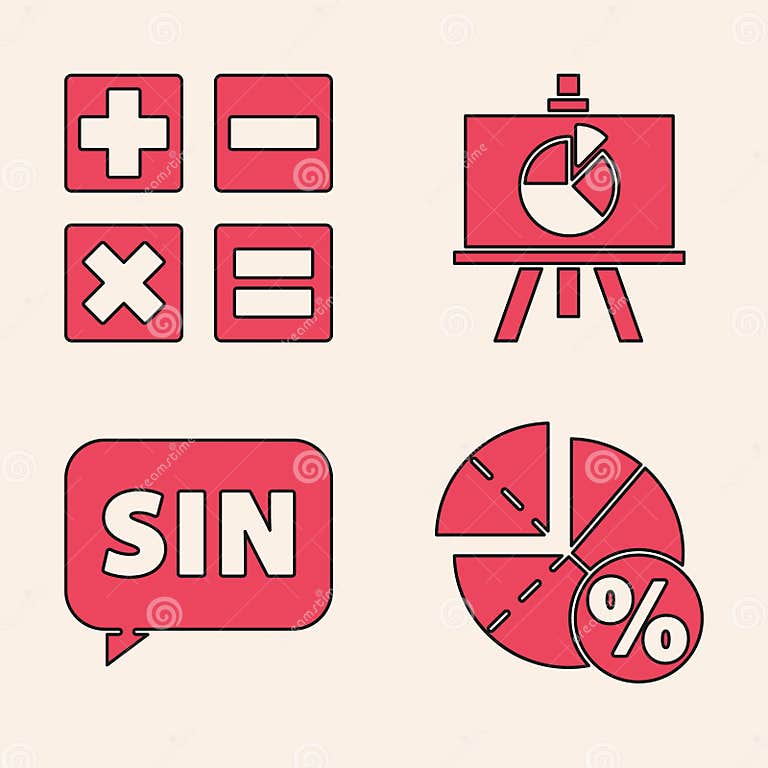 Set Graph, Schedule, Chart, Diagram, Calculator, Chalkboard with ...