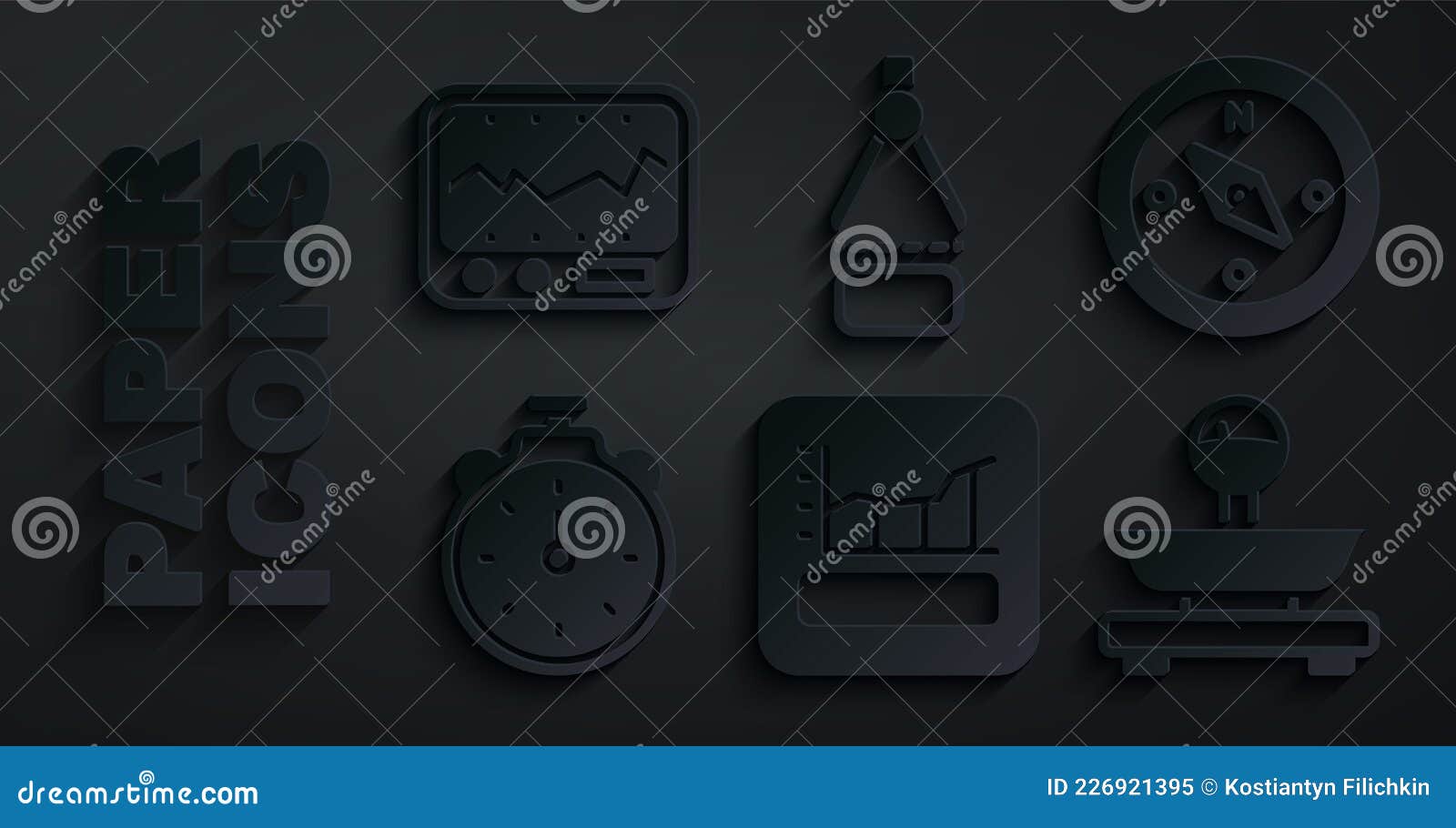 Set Graph, Schedule, Chart, Diagram, Compass, Stopwatch, Scales ...