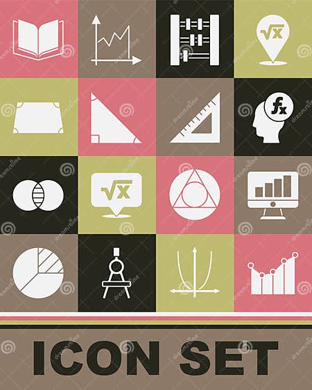 Set Graph Schedule Chart Diagram Computer Monitor With Graph Function Mathematical Symbol