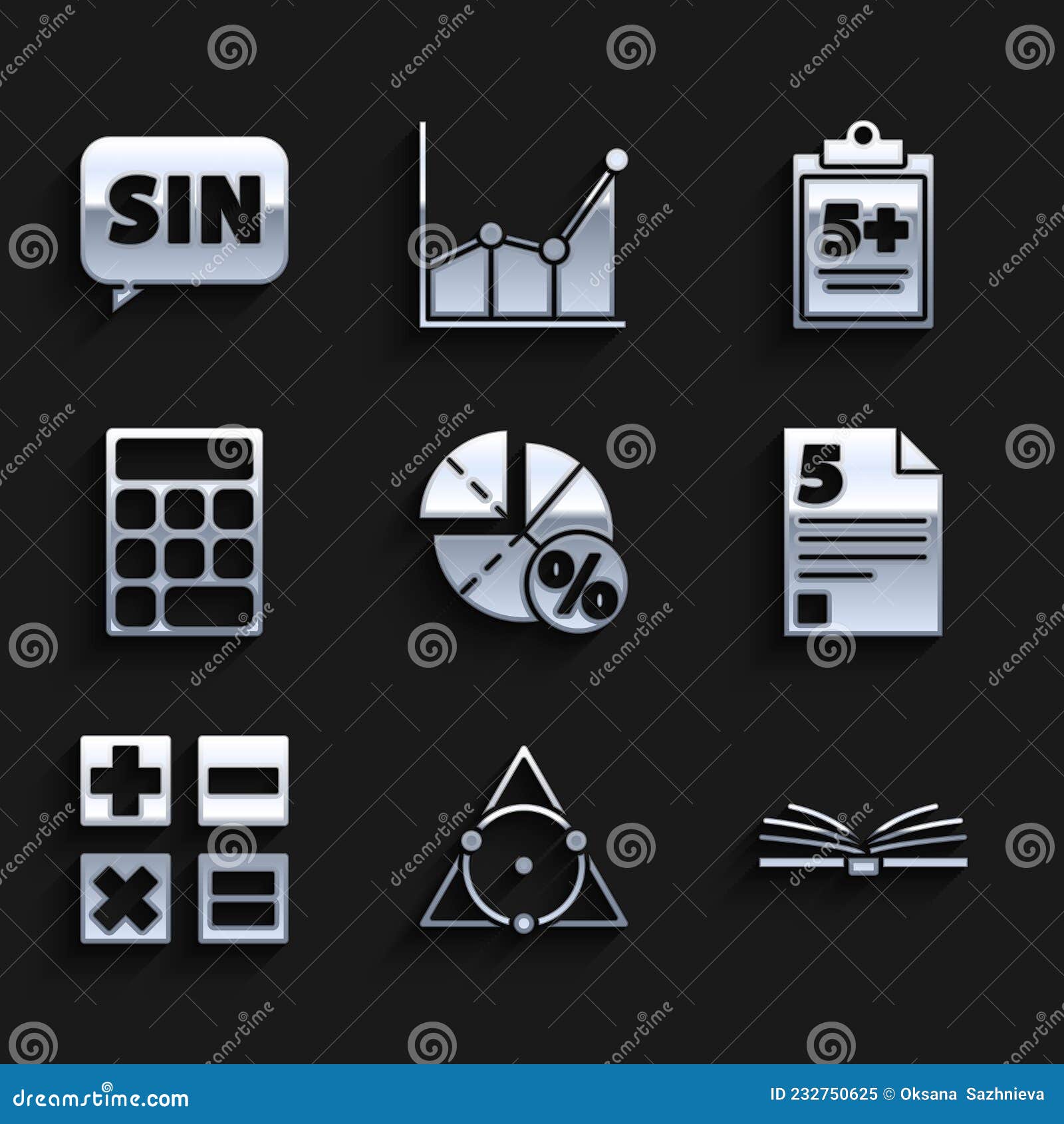 Set Graph, Schedule, Chart, Diagram, Triangle Math, Open Book, Test or ...
