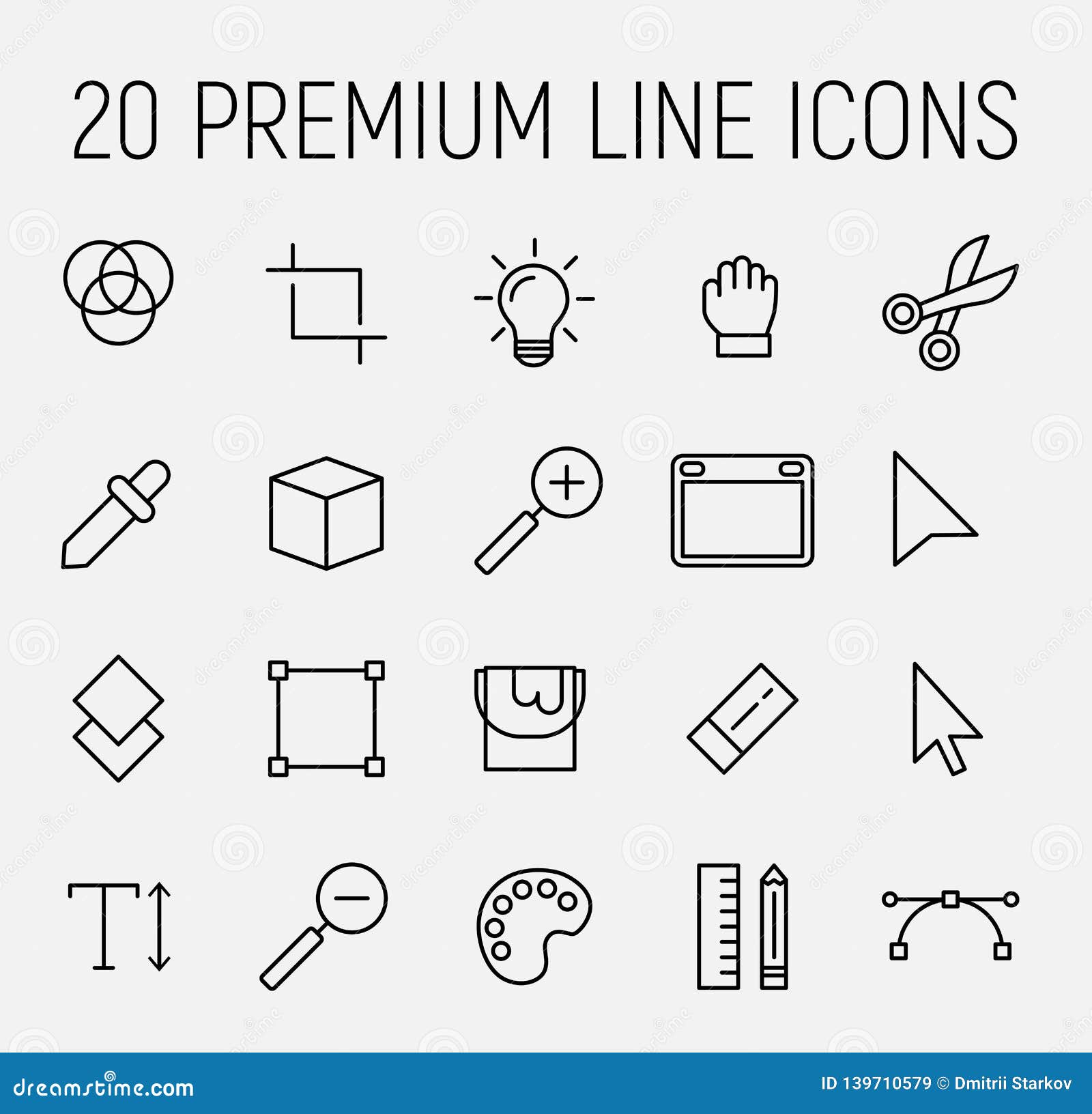 Set of Graphic Design in Modern Thin Line Style. Stock Vector ...