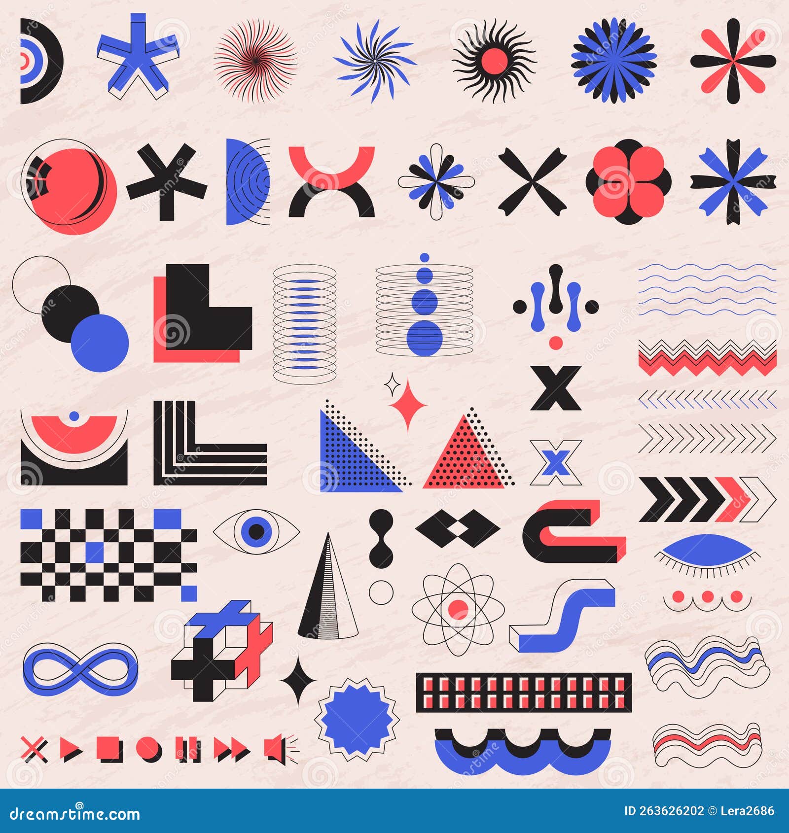 A Set Of Graphic Elements. Bauhaus And Brutalism Style Inspired. Vector ...