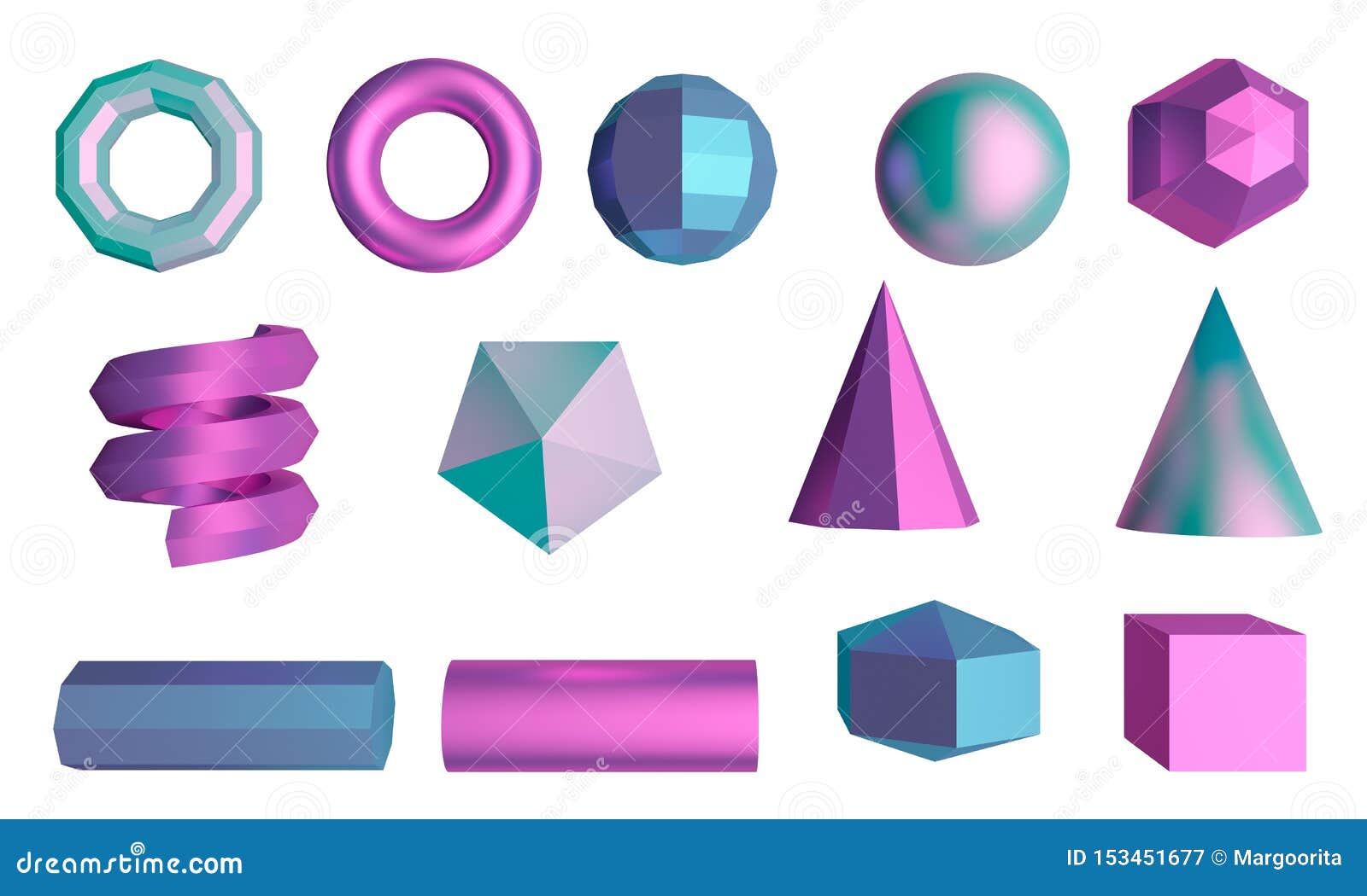 Set of Graphic Elements. Cube, Sphere, Tubes and Cones. 3d Rendering ...