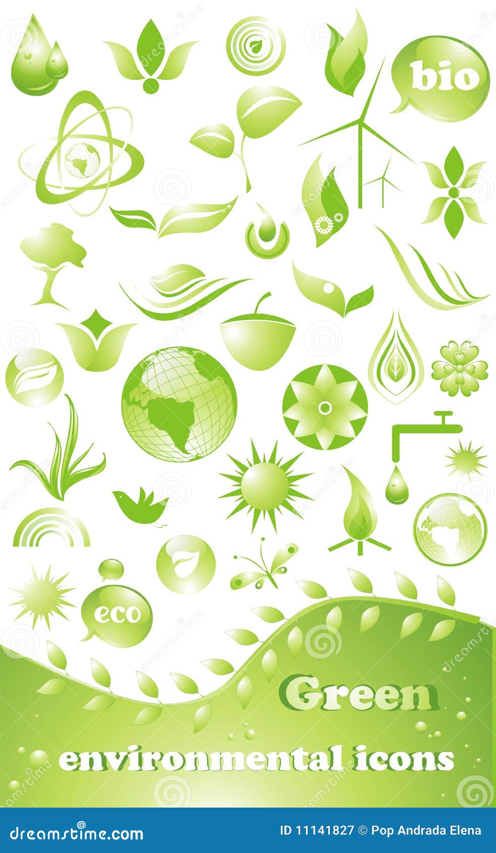Set of Graphic Environmental Elements Stock Vector - Illustration of ...