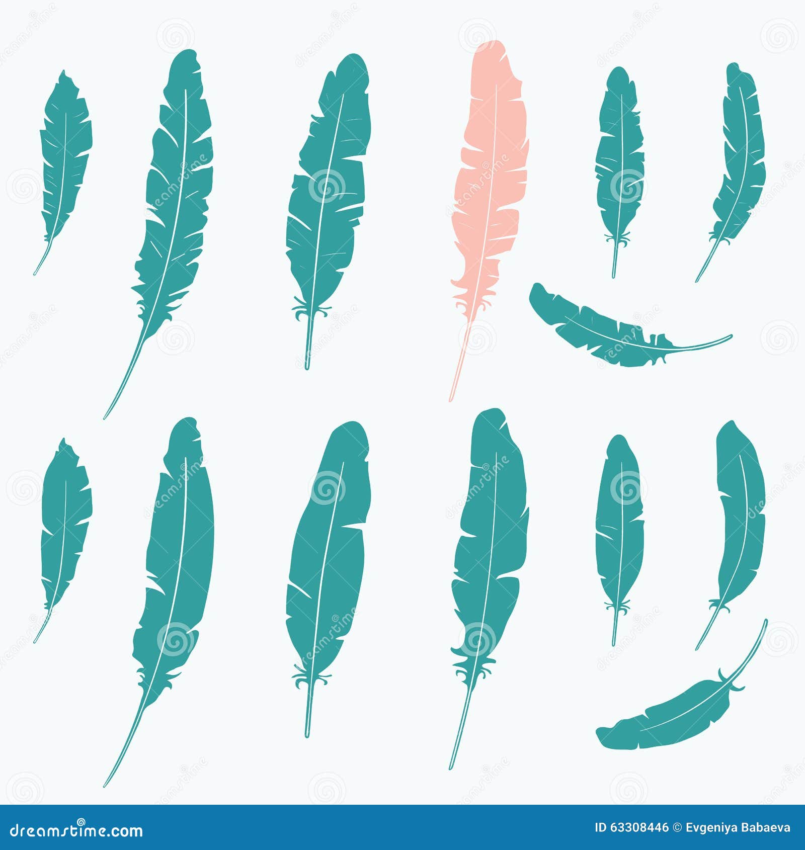 Set of graphic feathers. stock vector. Illustration of shape - 63308446