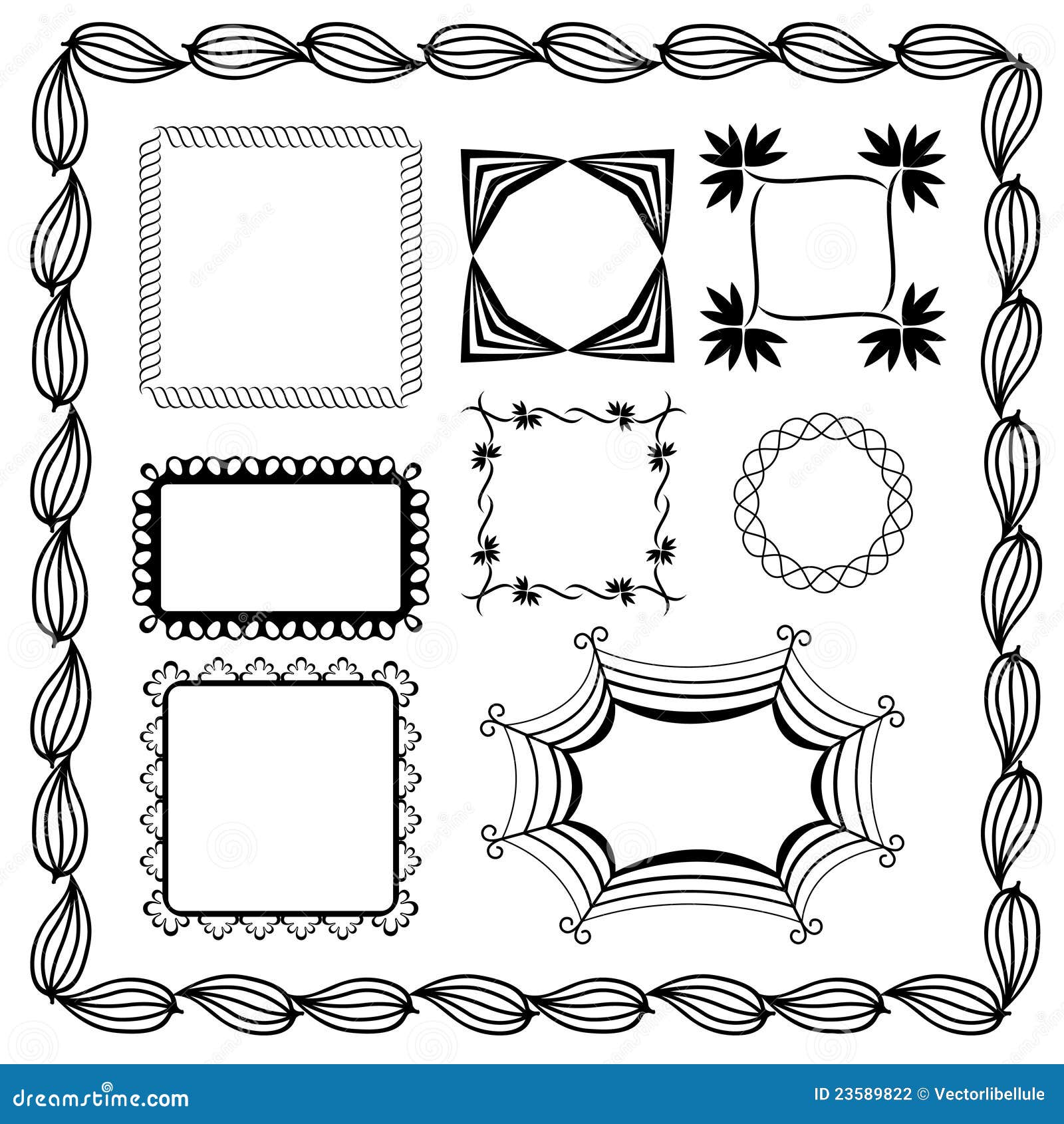 Set of graphic frames stock vector. Illustration of square - 23589822