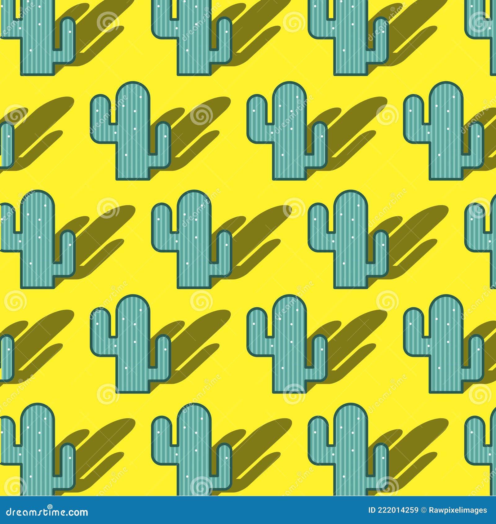 Set of Graphic Illustration Cactus Collection with Shadow on Yellow ...