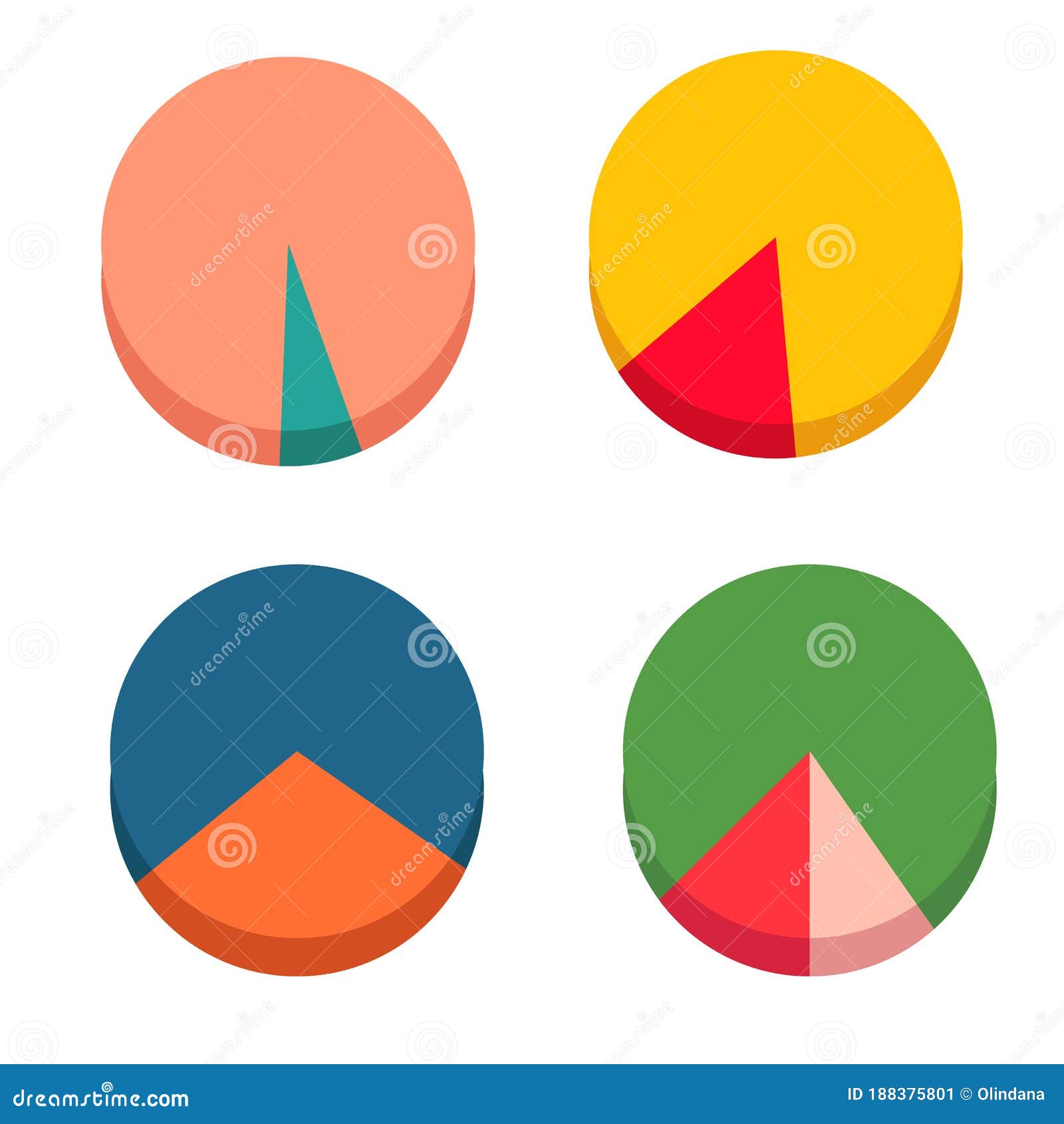 Set of Graphic Statistics Pie Charts from Multicolored Segments in ...