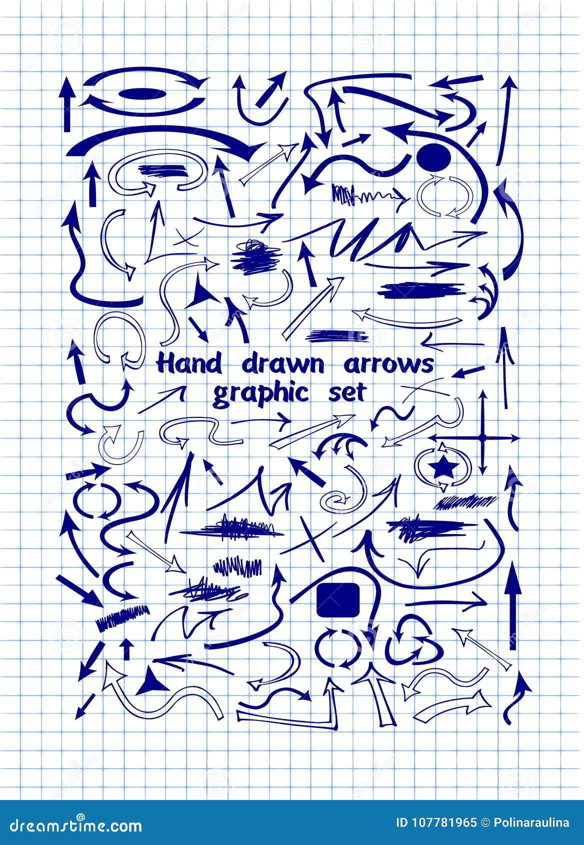 A Set of Graphical Arrows Hand-drawn on Notebook Sheet Stock Image ...