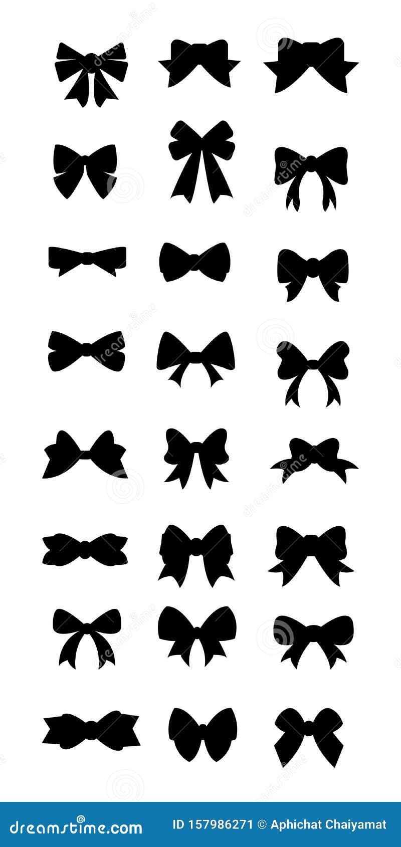 Set of Graphical Decorative Bows Stock Illustration - Illustration of ...