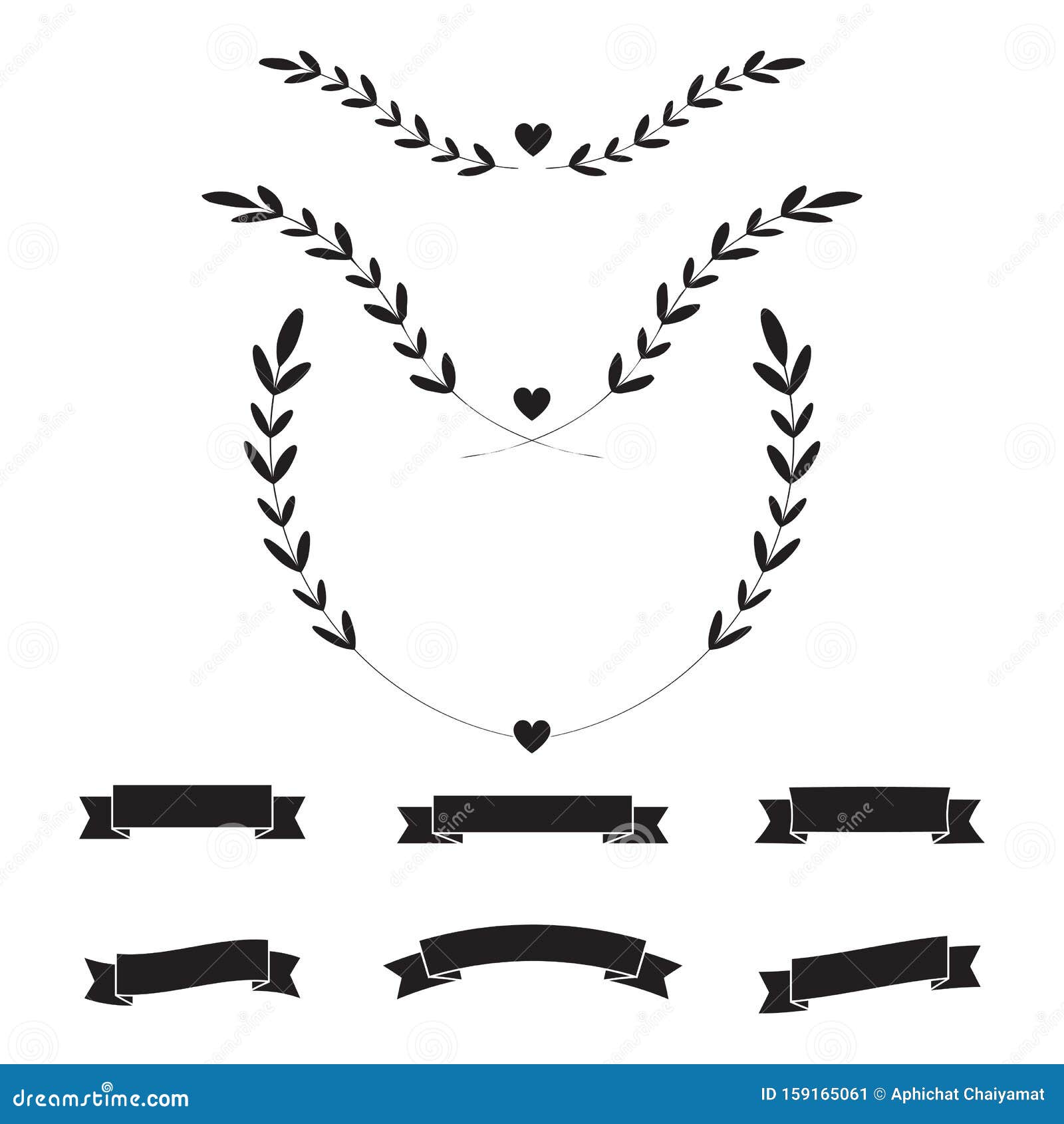 Set of Graphical Decorative Ribbons Stock Vector - Illustration of hand ...