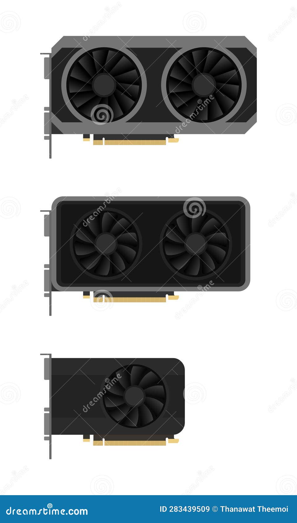 Set of Graphics Cards (GPU, Video Card, Display Card). Vector Flat ...