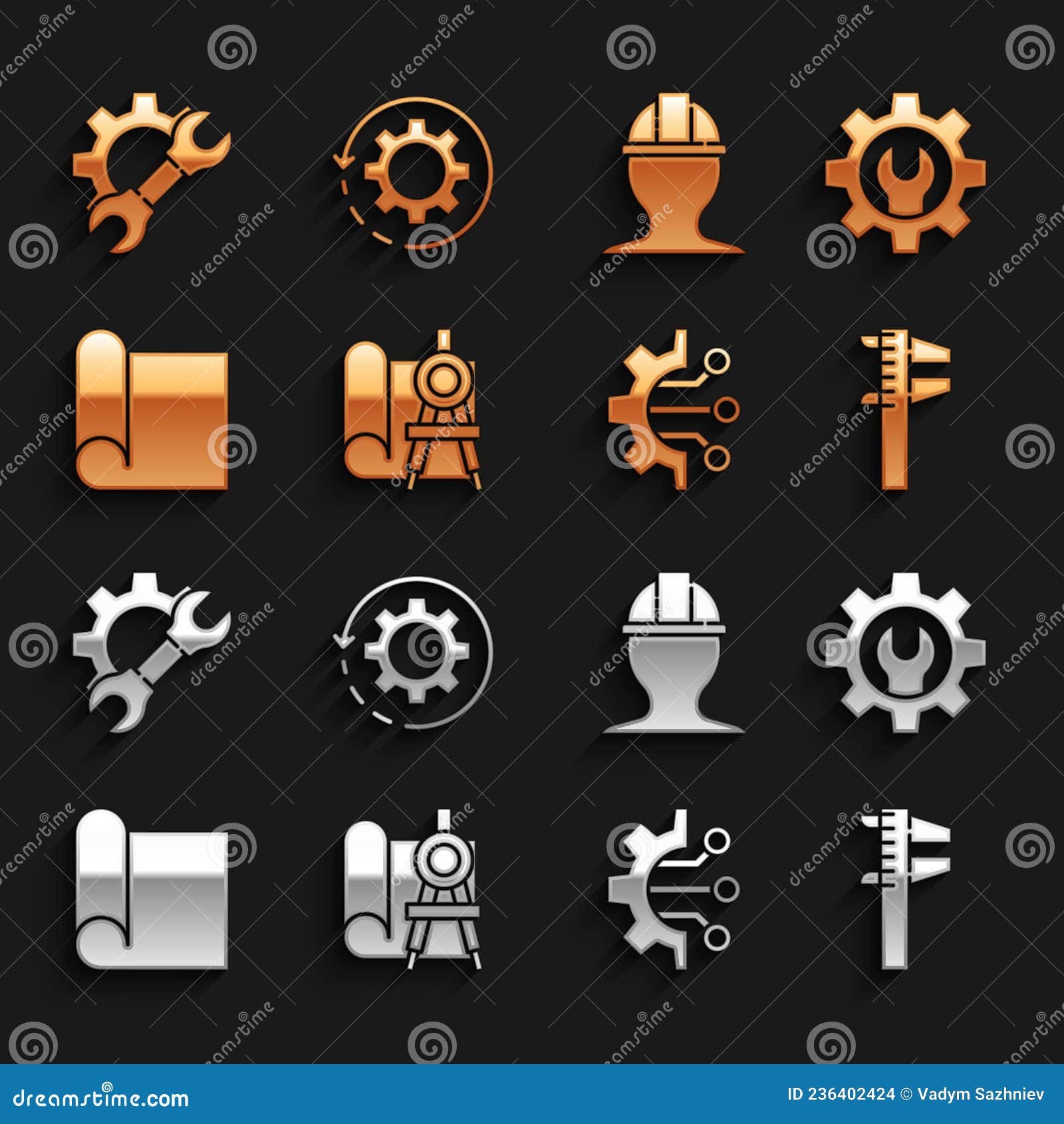 Set Graphing Paper and Compass, Wrench Spanner Gear, Calliper or ...