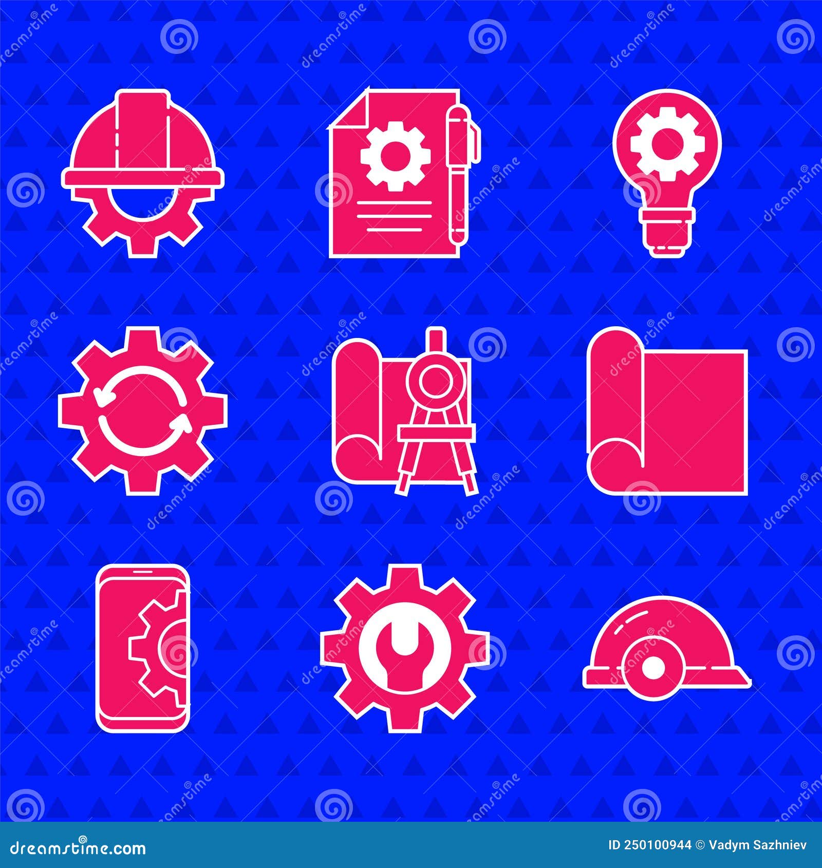 Set Graphing Paper and Compass, Wrench Spanner Gear, Worker Safety ...