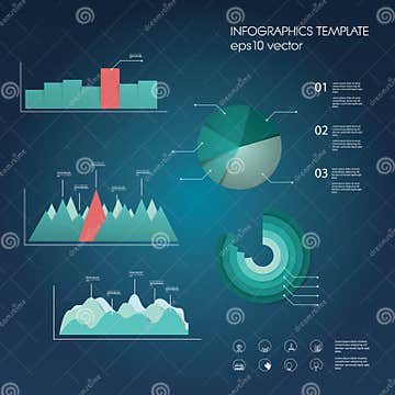 Set of Graphs and Charts in Modern Material Design Stock Vector ...
