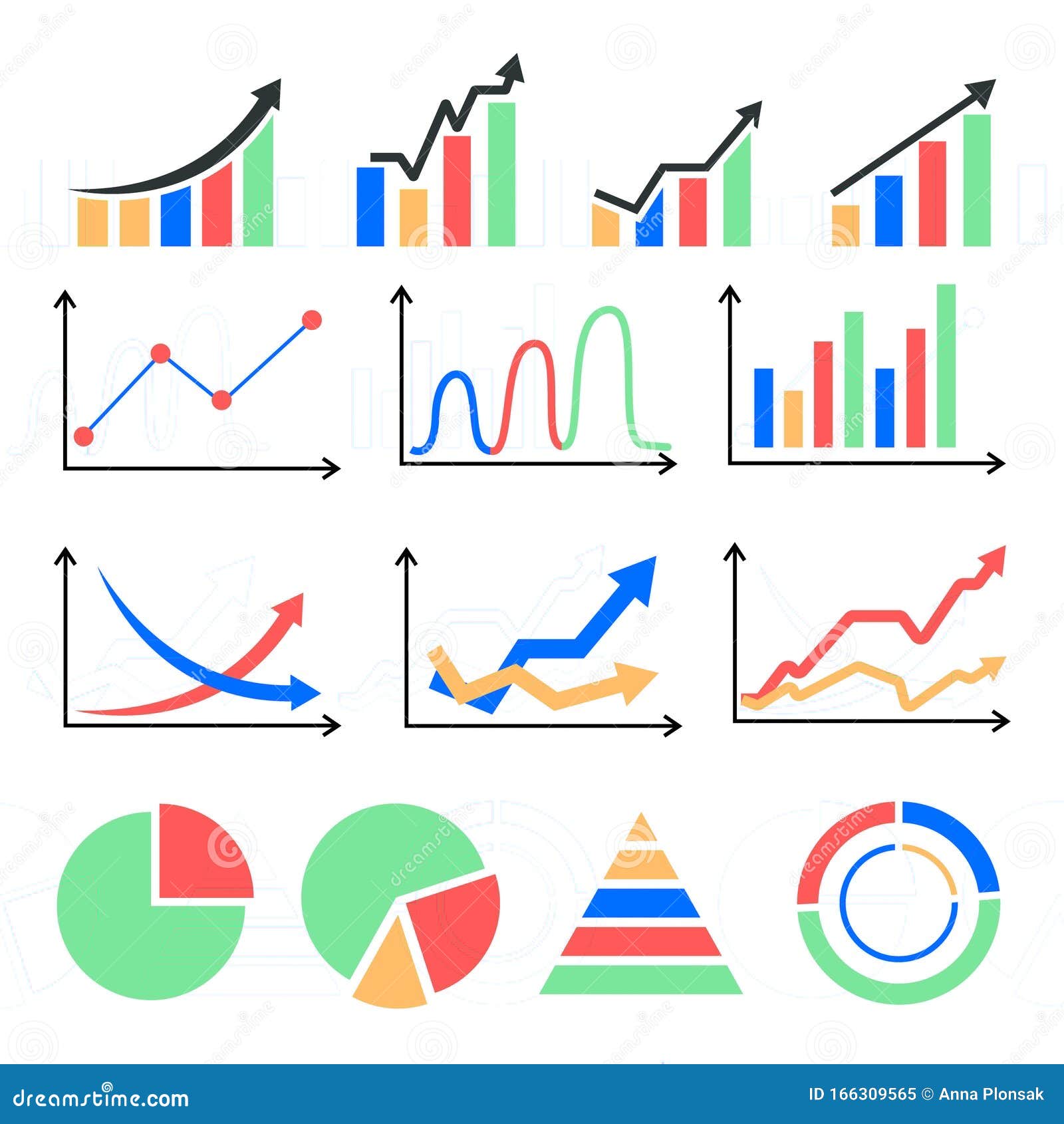 A Set of Graphs. Growing Graph, Charts Stock Illustration ...