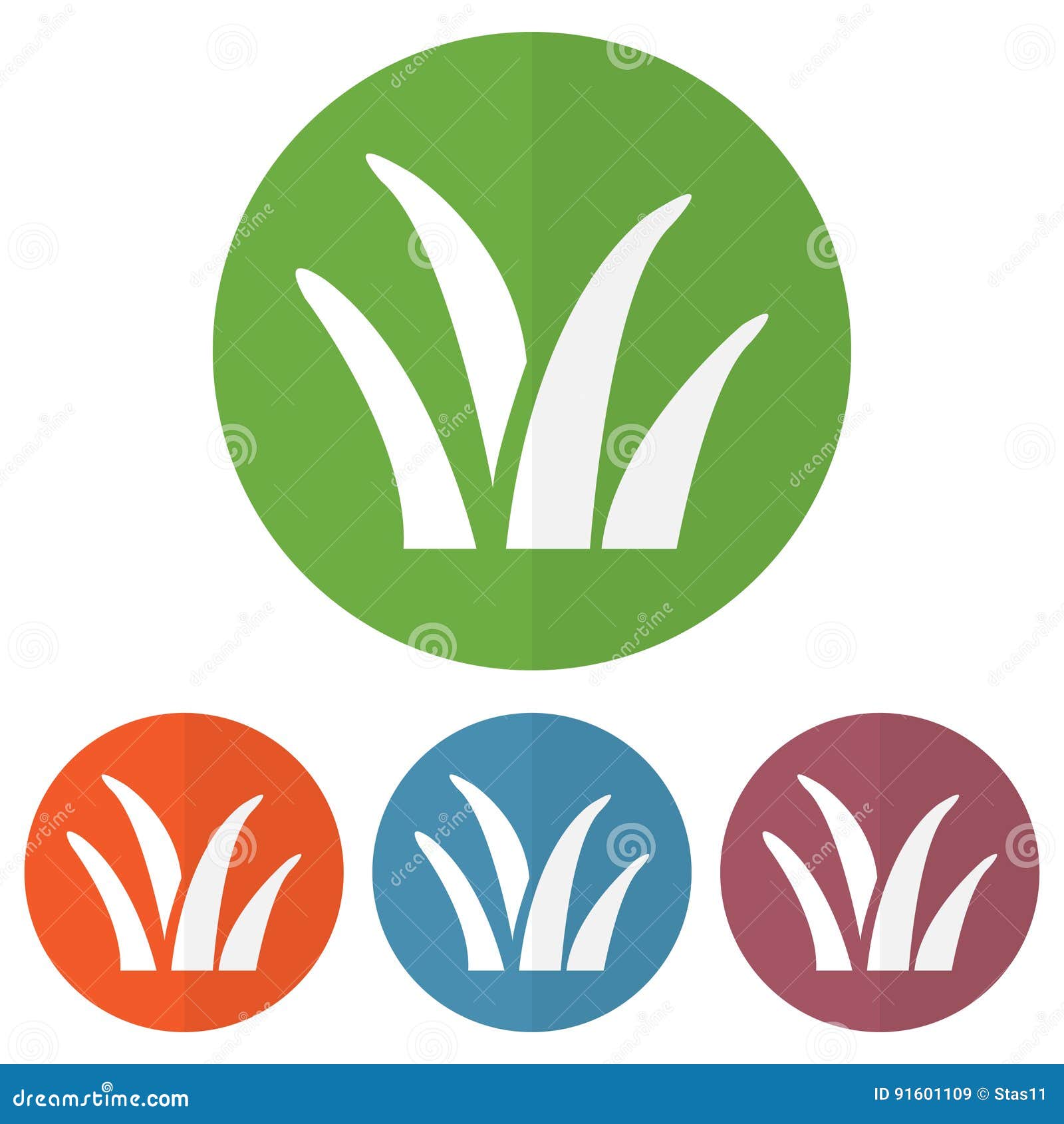 Set of Grass Icon on a Colorful Circles. Vector Illustration Stock ...