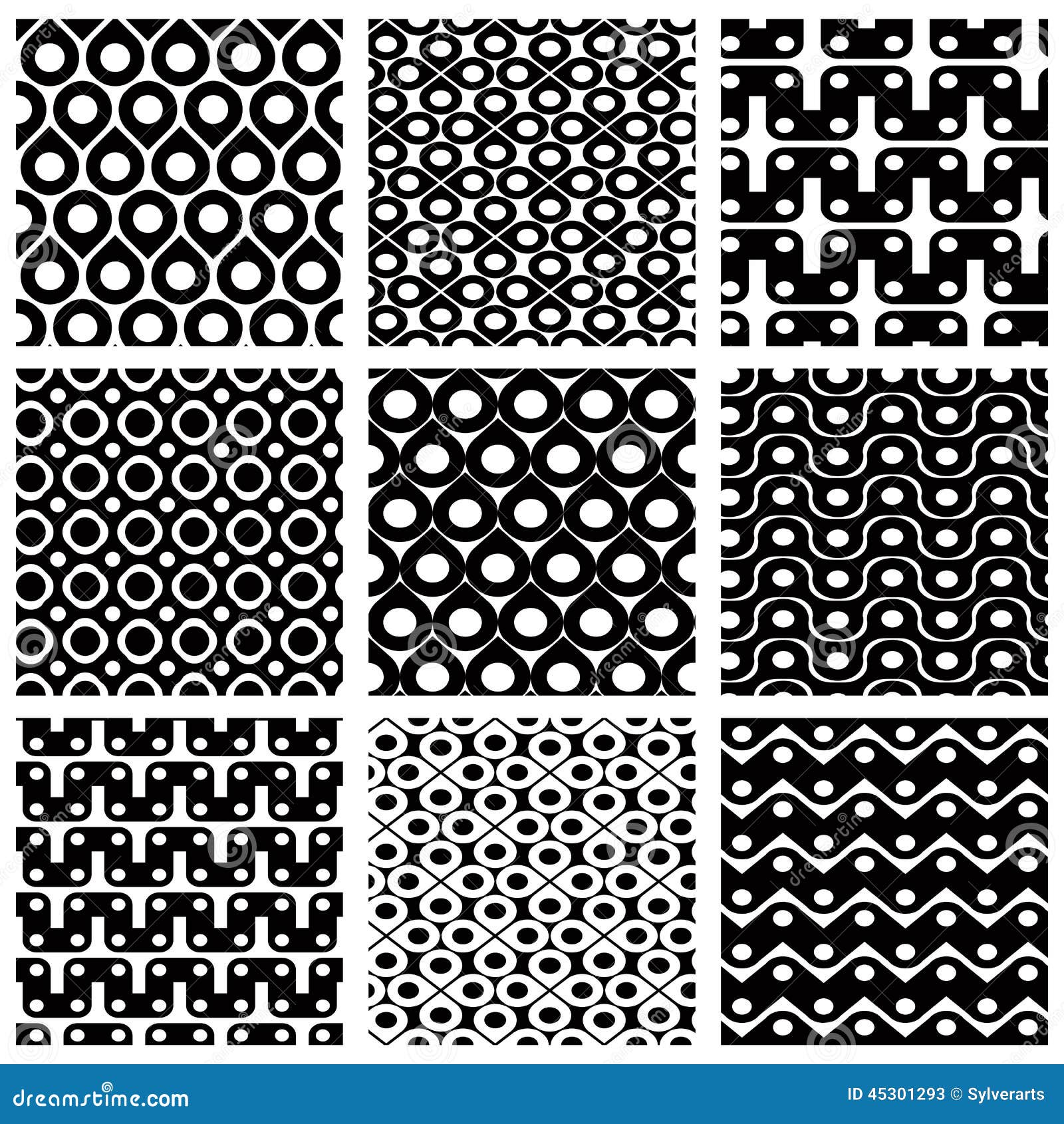 Set of Grate Seamless Patterns with Geometric Figures Stock Vector ...
