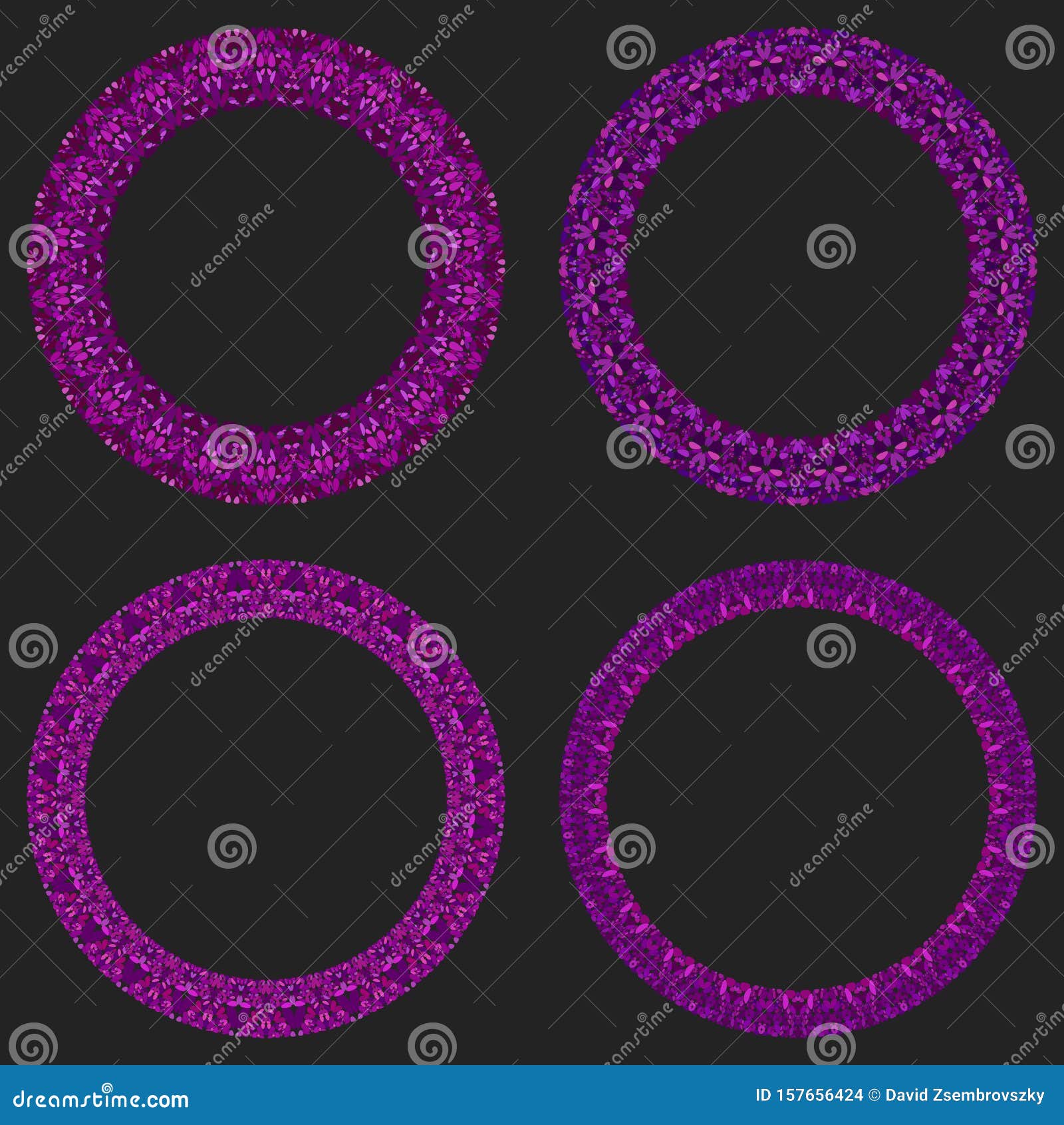 Set of 4 Gravel Mosaic Round Borders - Design Elements Stock Vector ...