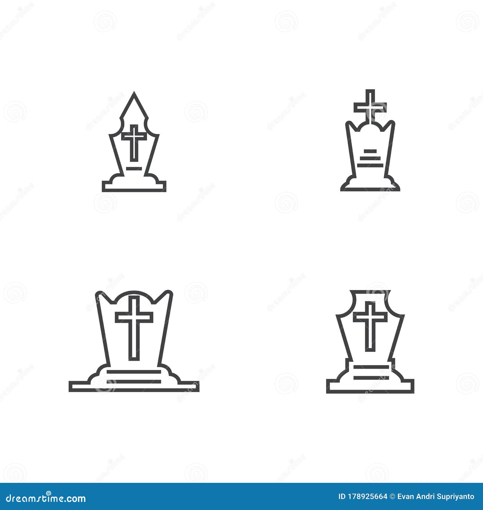 Set Gravestone Logo Template Vector Symbol Stock Vector - Illustration ...