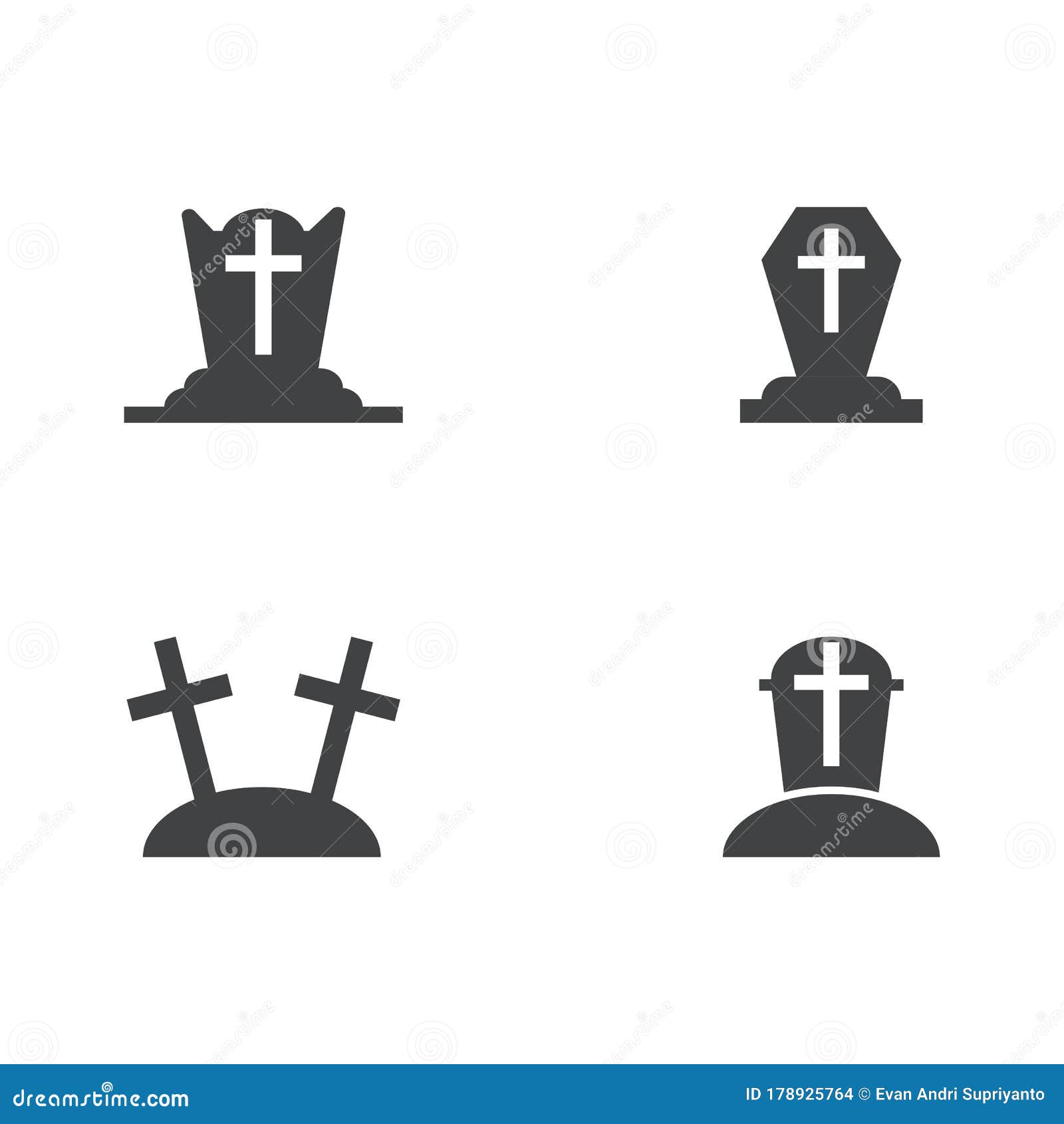 Set Gravestone Logo Template Vector Symbol Stock Vector - Illustration ...