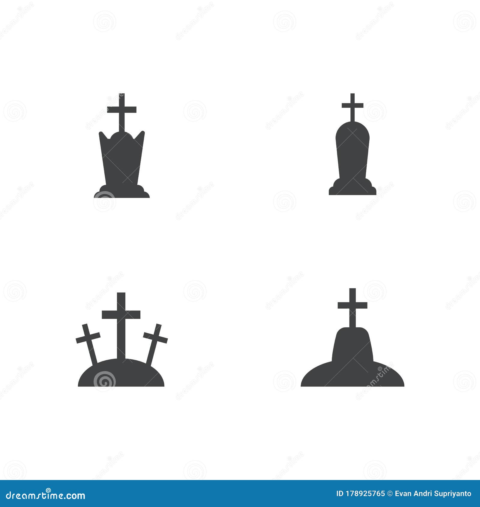Set Gravestone Logo Template Vector Symbol Stock Vector - Illustration ...