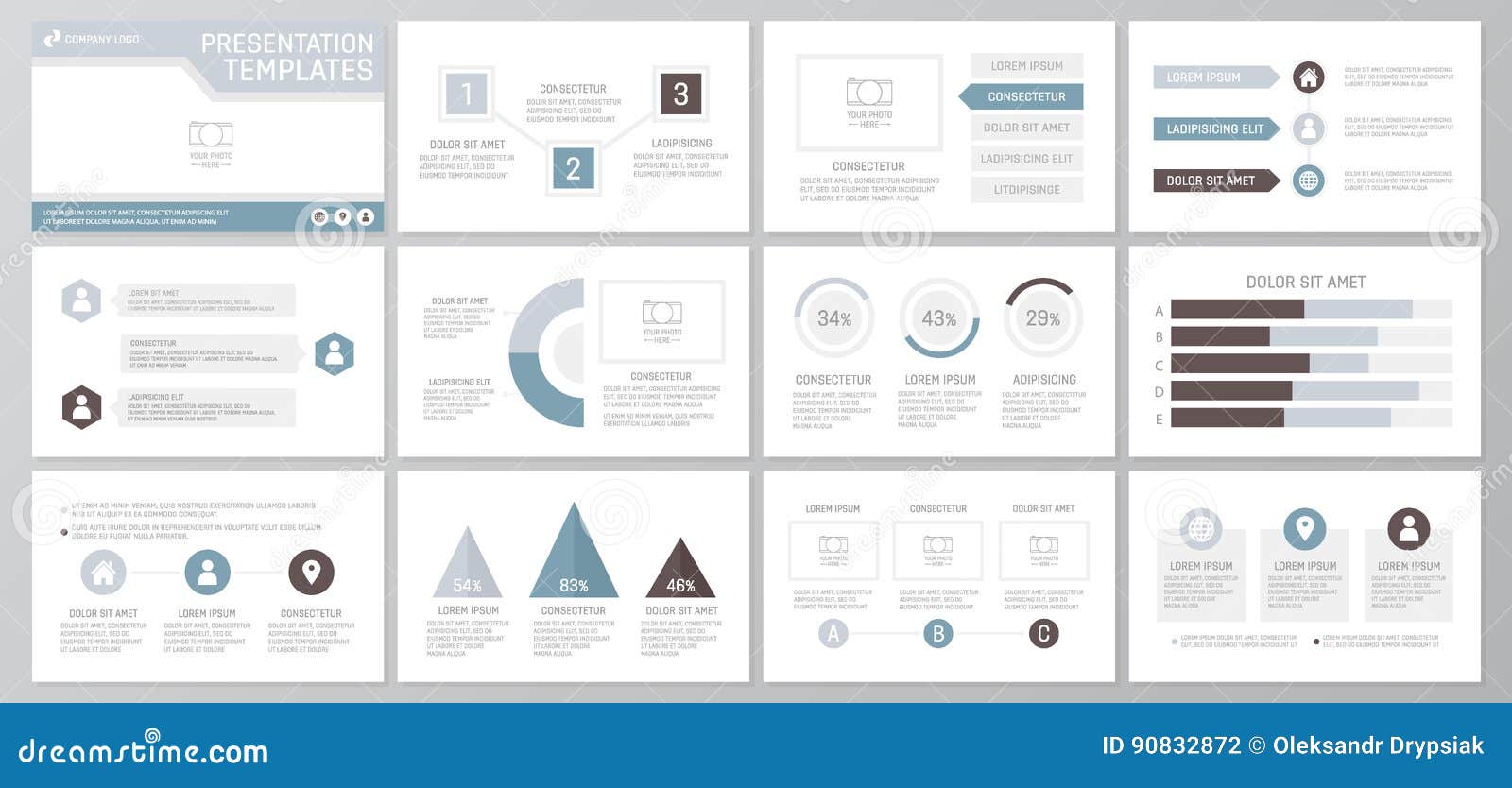 Set of Gray and Blue Elements for Multipurpose Presentation Template ...