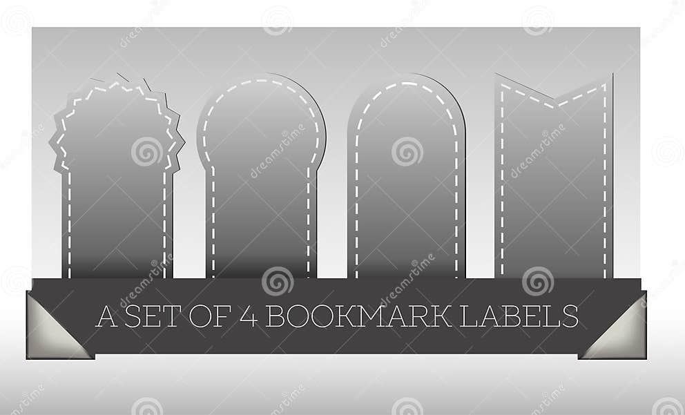 Set of Gray Bookmark Labels Stock Vector - Illustration of ...
