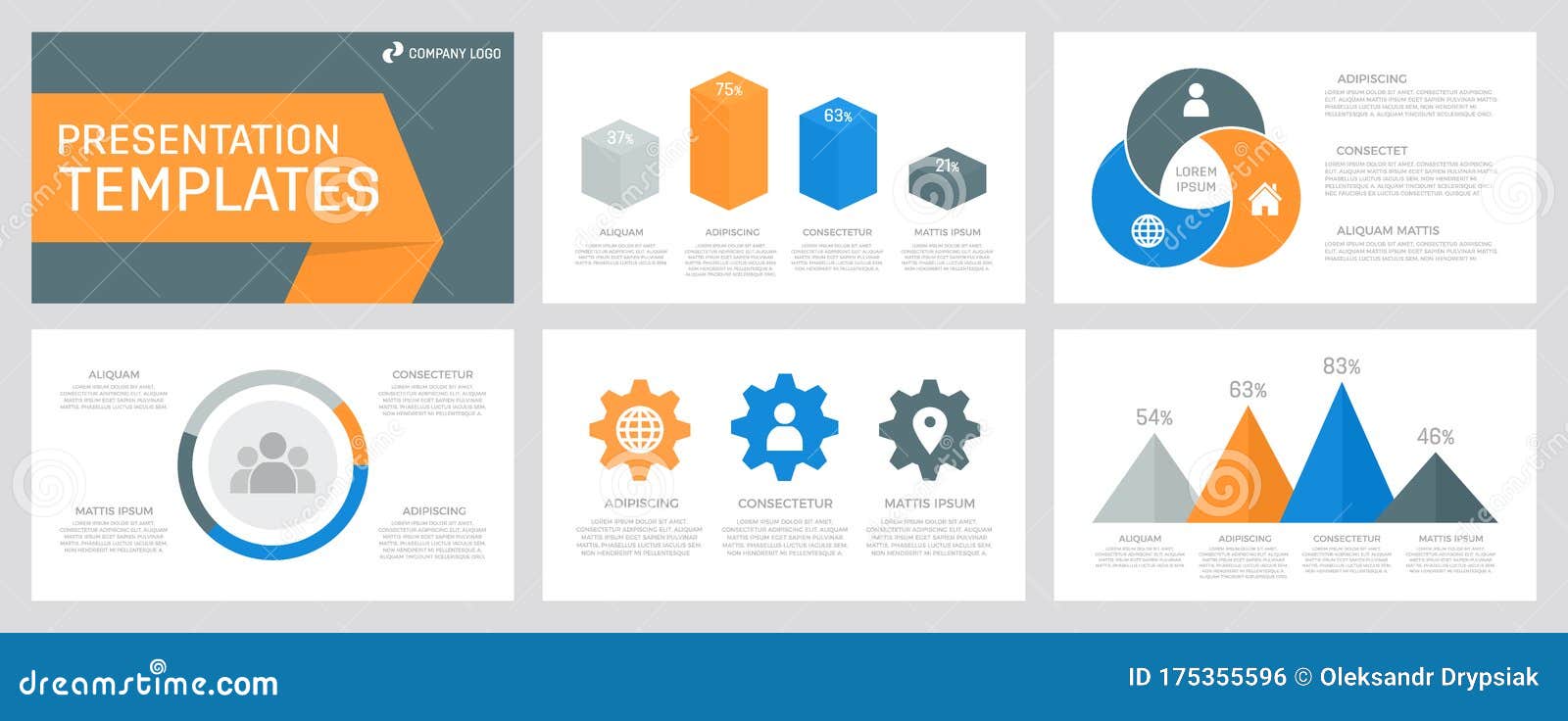 Set of Gray, Orange and Blue Elements for Multipurpose Presentation ...