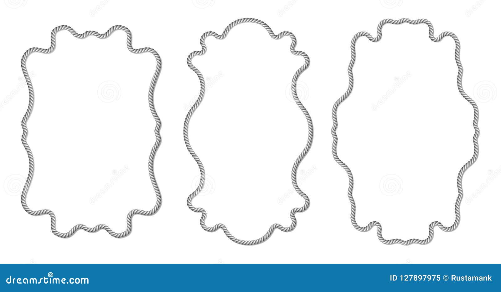 Gray Rope Woven Vector Border With Rope Knots, Vector Frame, Isolated ...