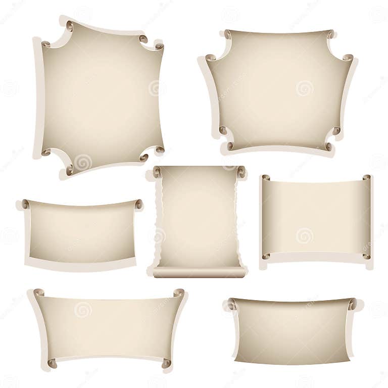 Set of the gray scrolls. stock vector. Illustration of folded - 69141913