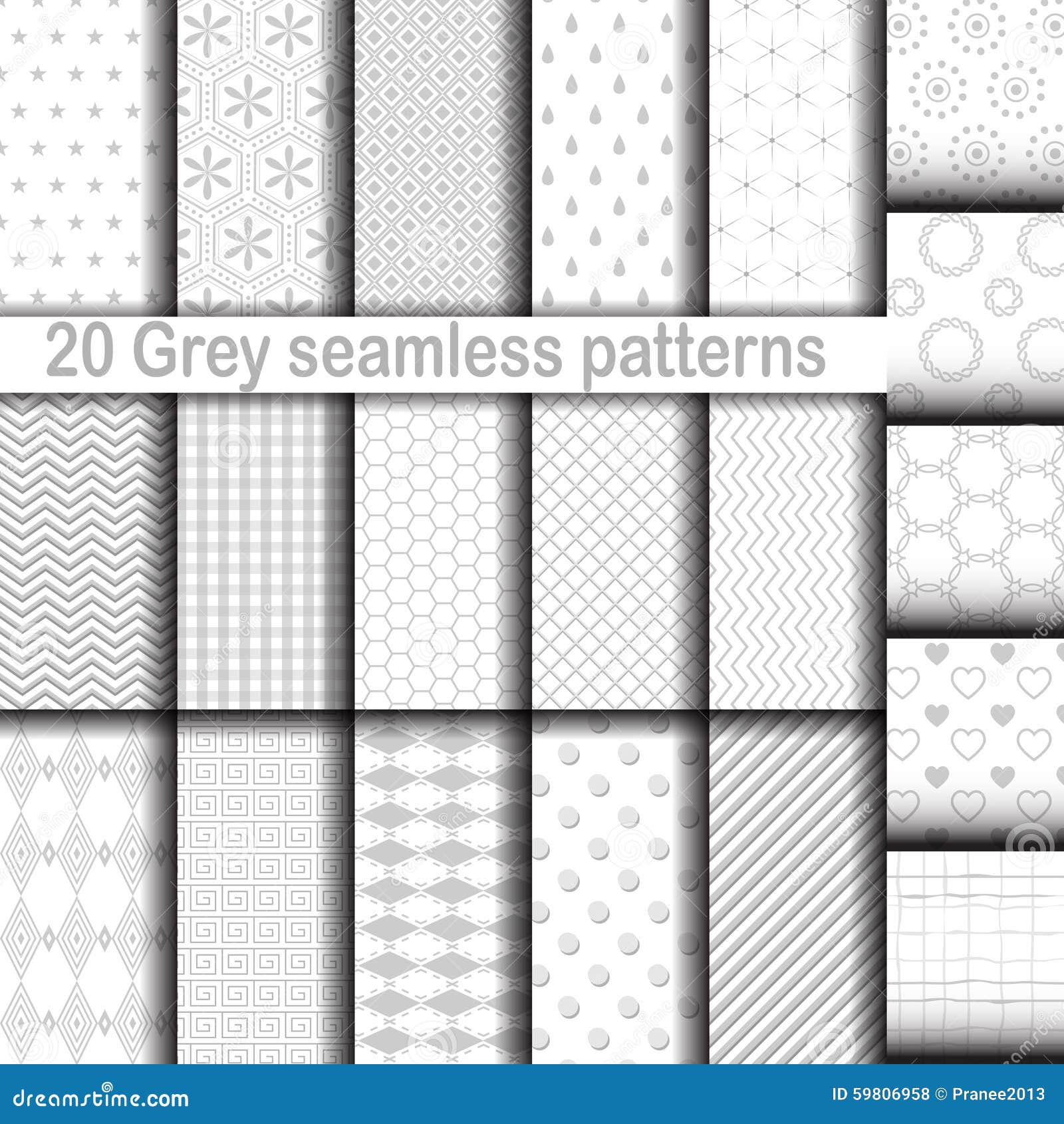 Set of 20 Gray Seamless Patterns Stock Vector - Illustration of ...