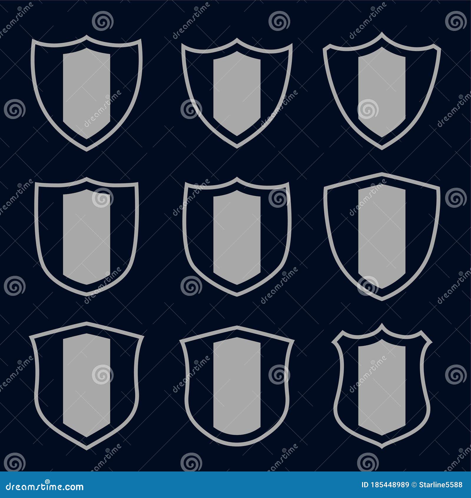 Set of Gray Shield Symbols and Signs Stock Vector - Illustration of ...
