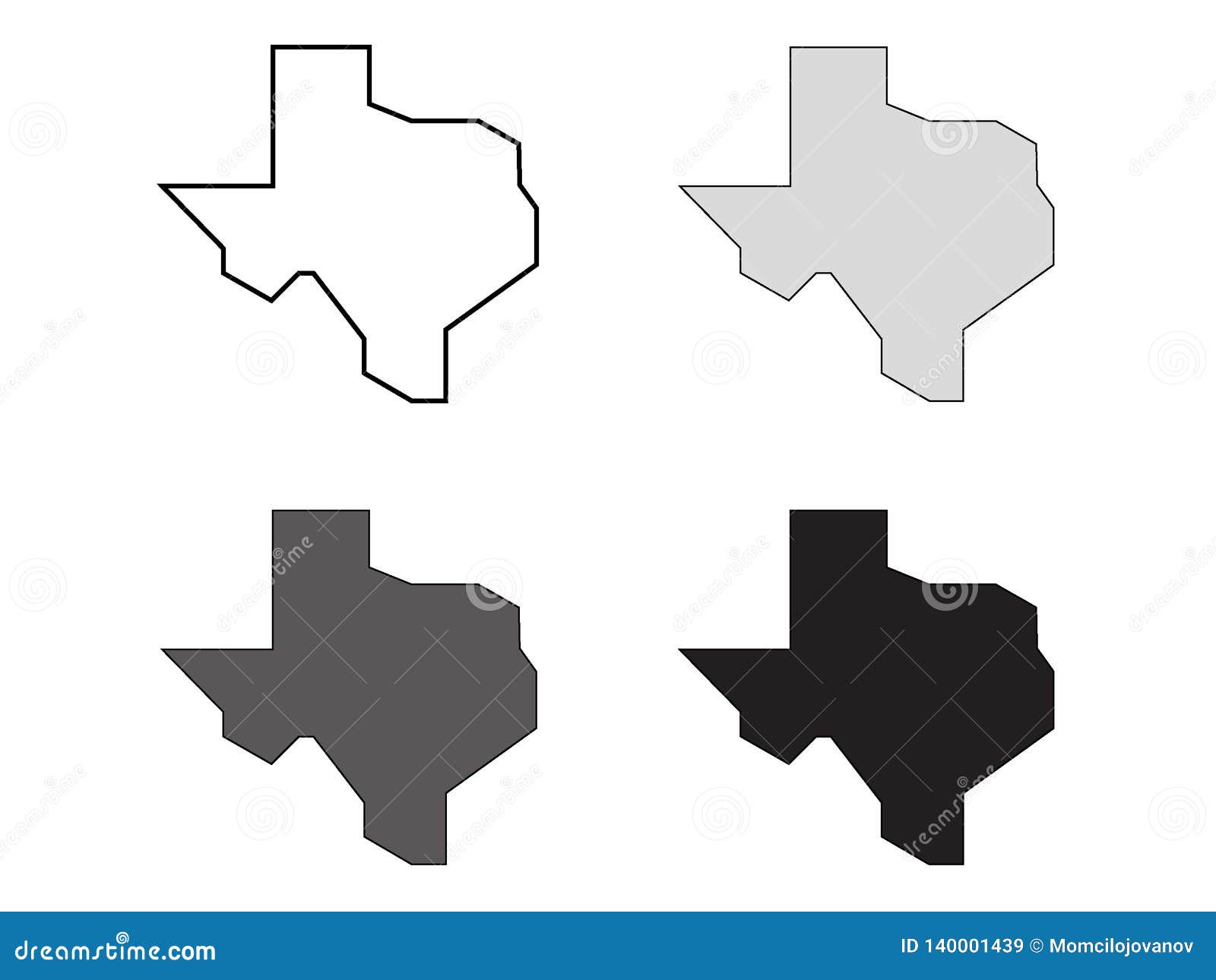 Set of Gray Simplified Maps of US State of Texas Stock Vector ...