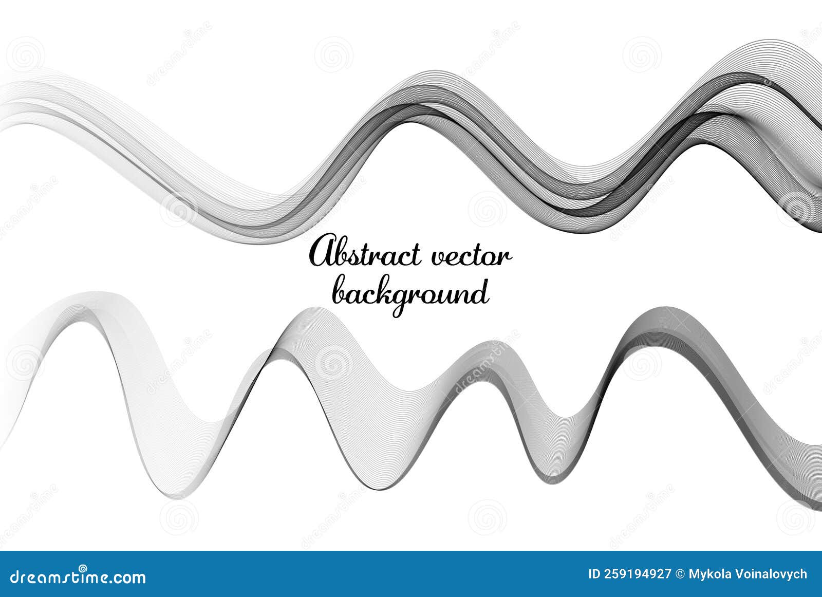 Set of Gray Horizontal Waves on White Background, Smooth Gray Wave ...